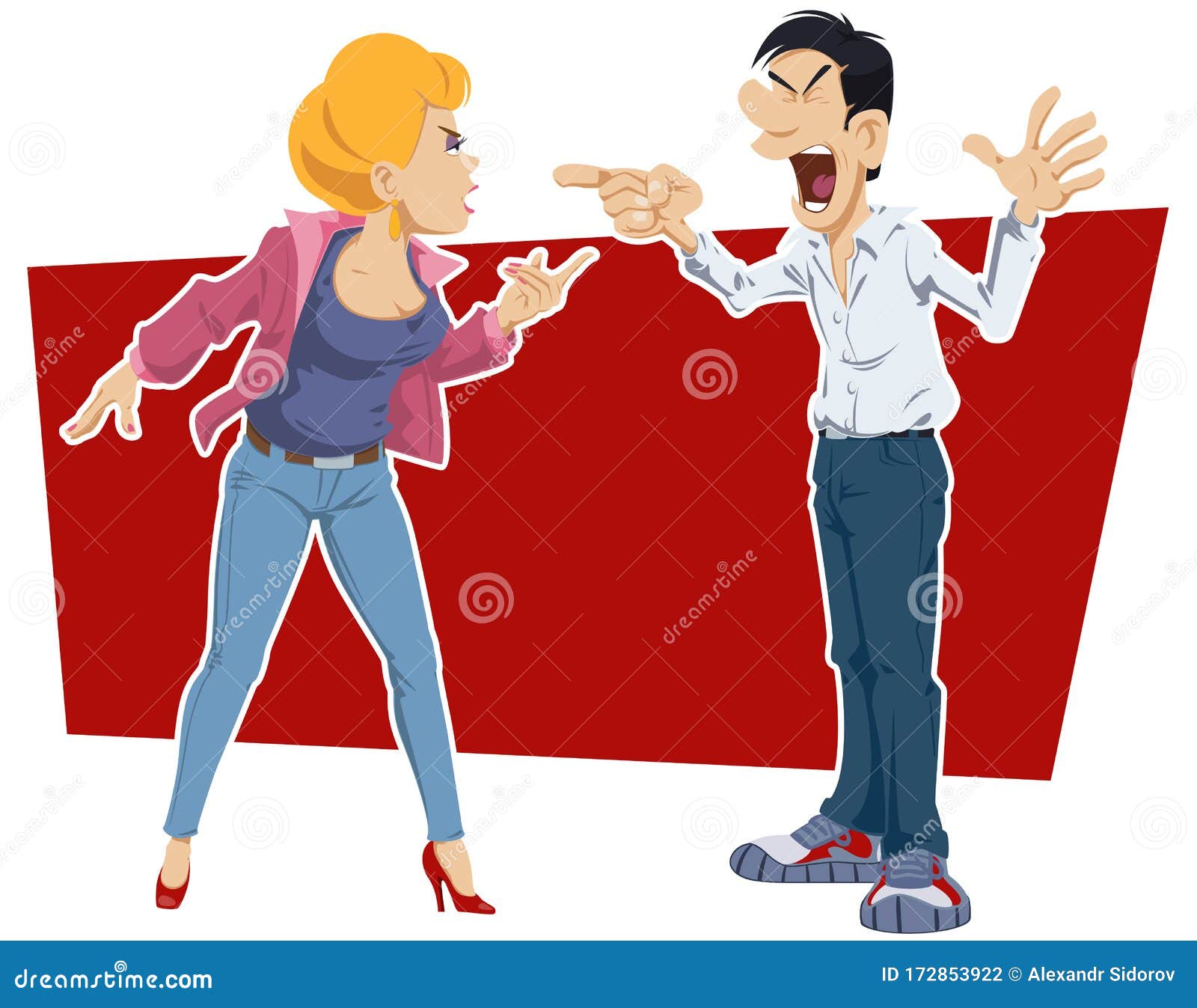 Angry Couple Arguing. Funny People Stock Vector - Illustration of ...