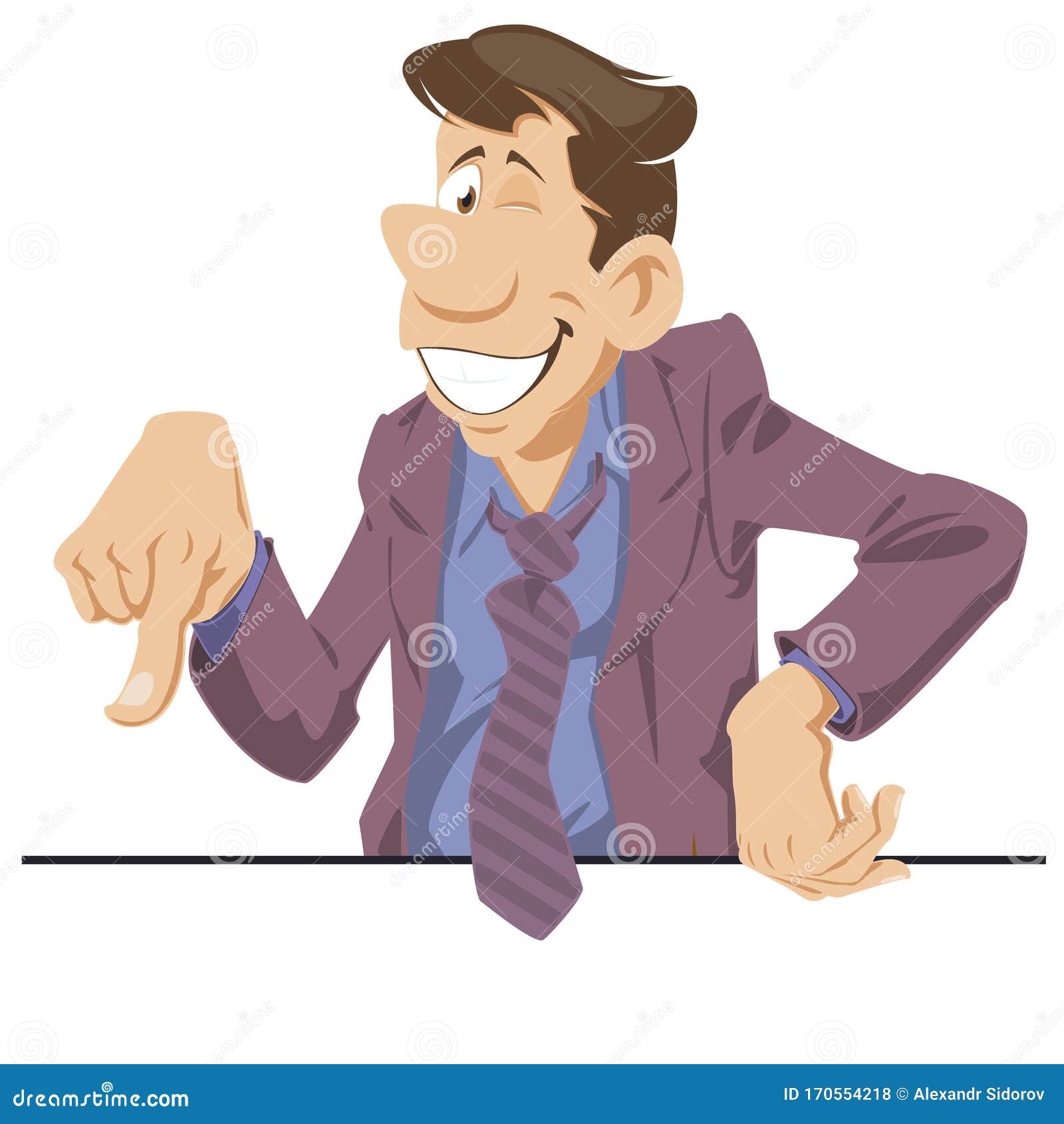 Cartoon Scheming Businessman Points Finger. Funny People Stock Vector ...