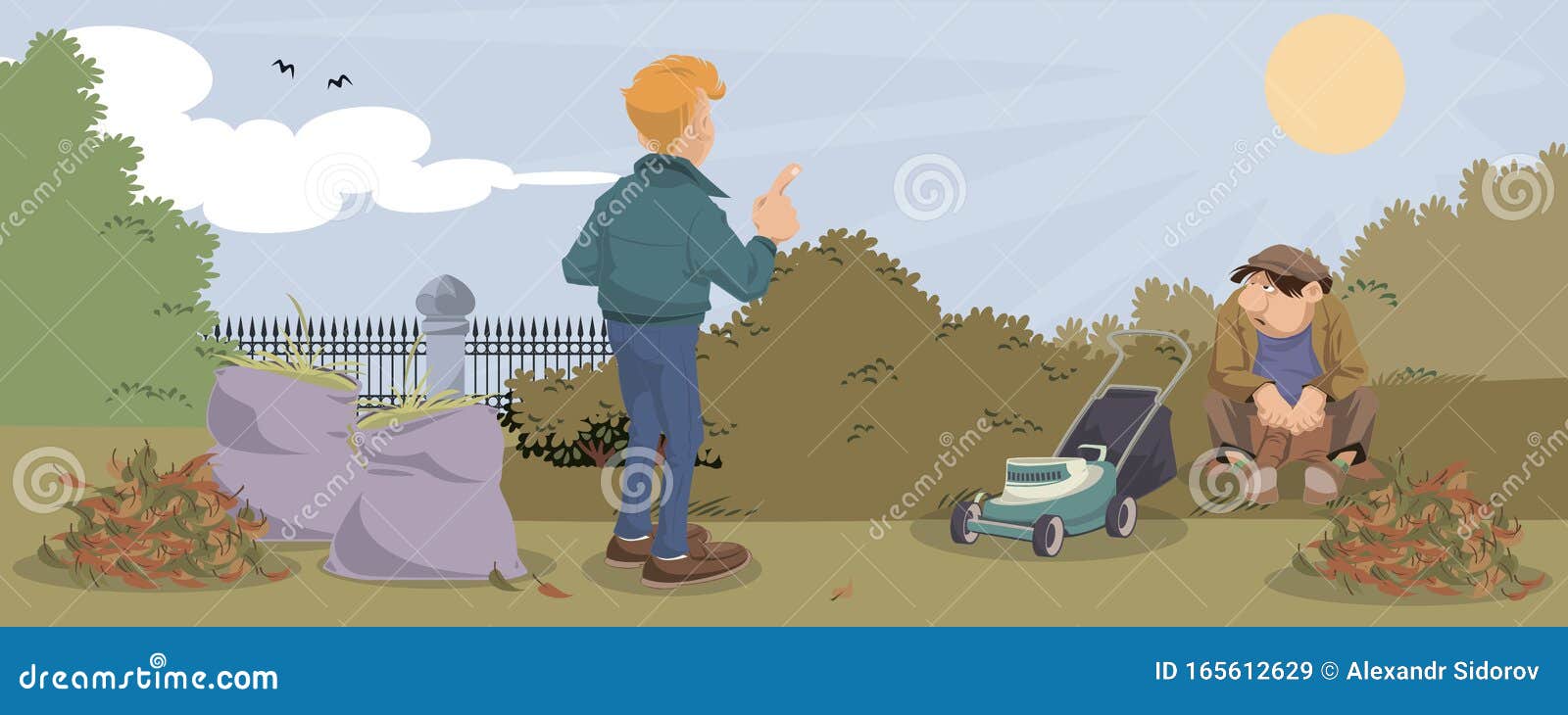 Funny People Cleaning in Park Stock Vector - Illustration of humor ...