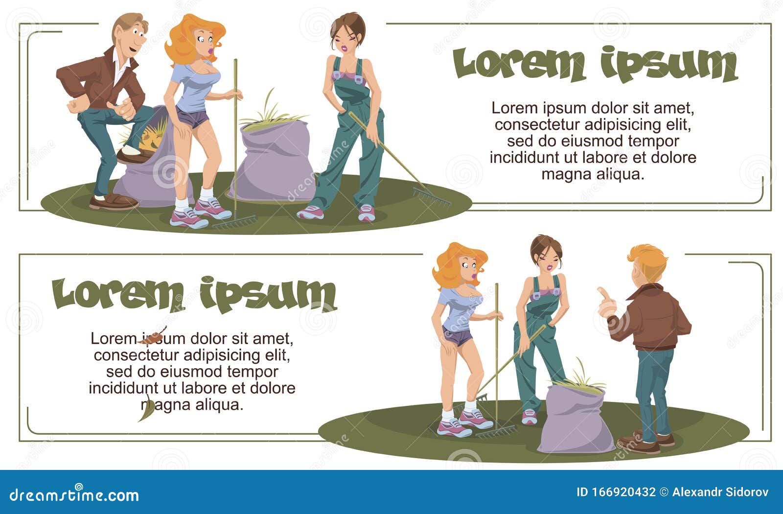 Funny People Cleaning in Park Stock Vector - Illustration of group ...