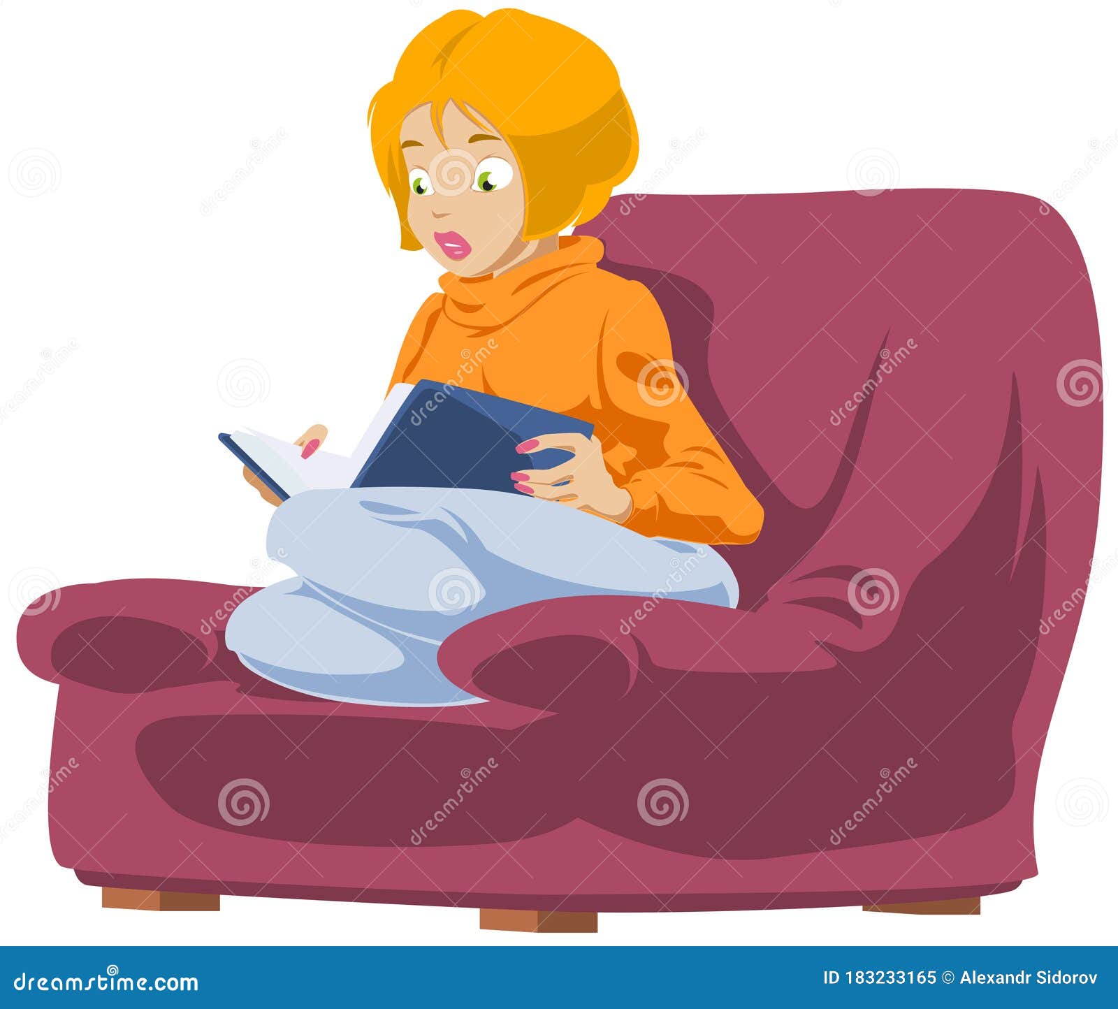 Girl Reading a Book. Funny People Stock Vector - Illustration of funny ...