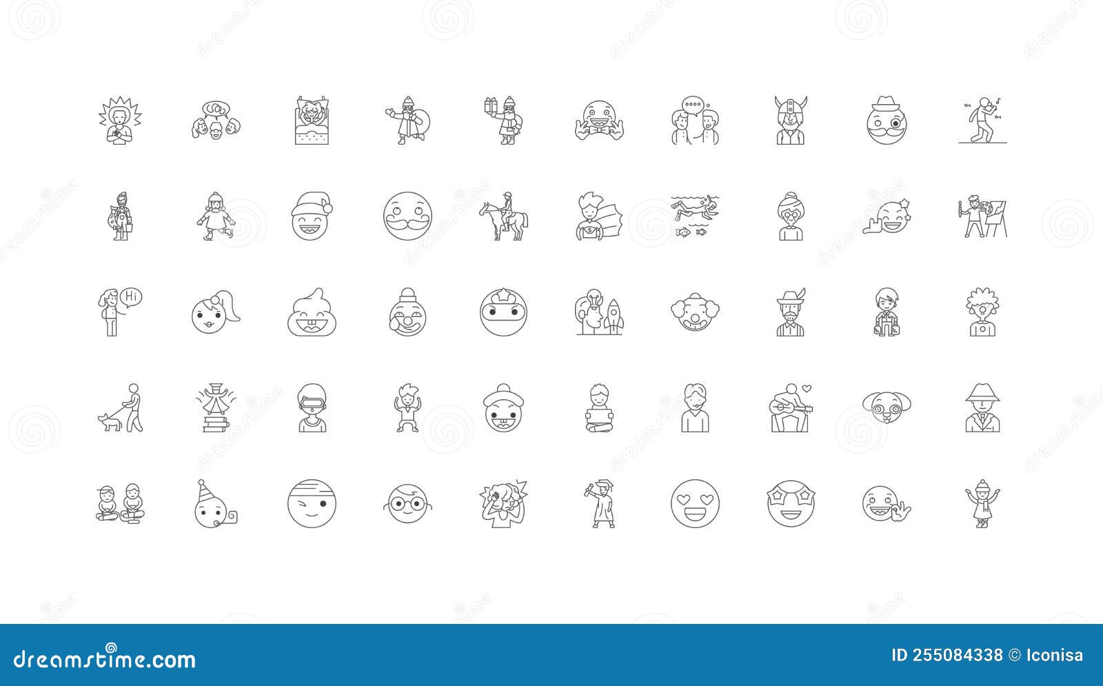 Funny People Ideas, Linear Icons, Line Signs Set, Vector Collection ...
