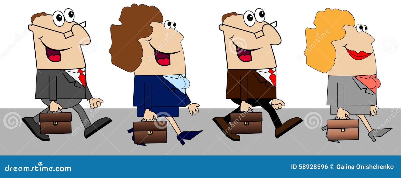 Funny People with Portfolios Go To Work Stock Vector - Illustration of ...