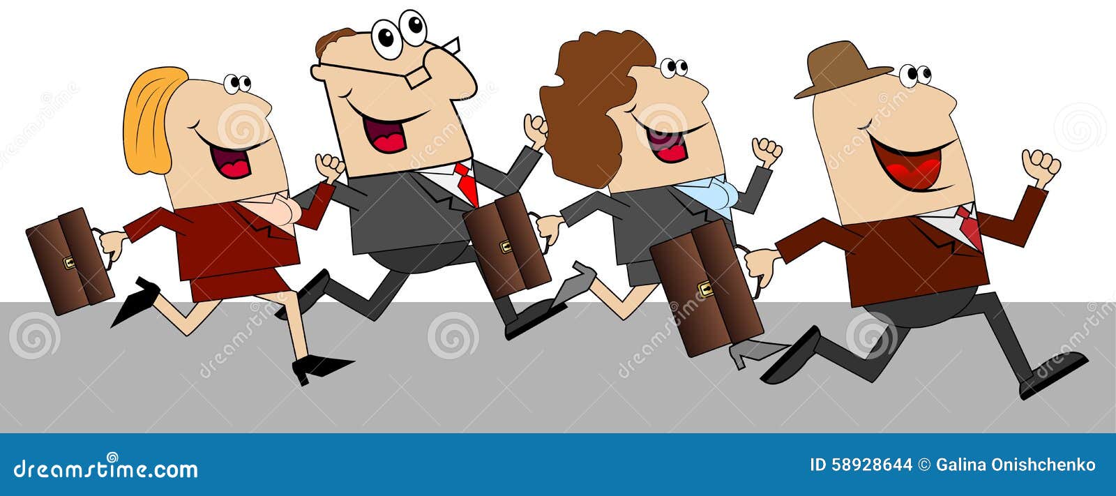 Funny People with Portfolios Run To Work Stock Vector - Illustration of ...