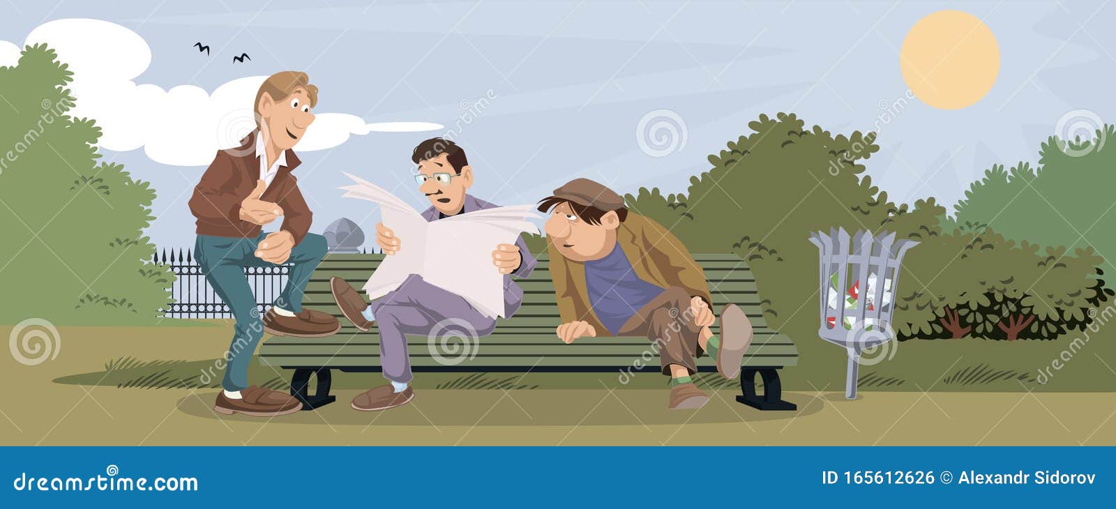 Funny People. Talking Mans in Park Stock Vector - Illustration of humor ...