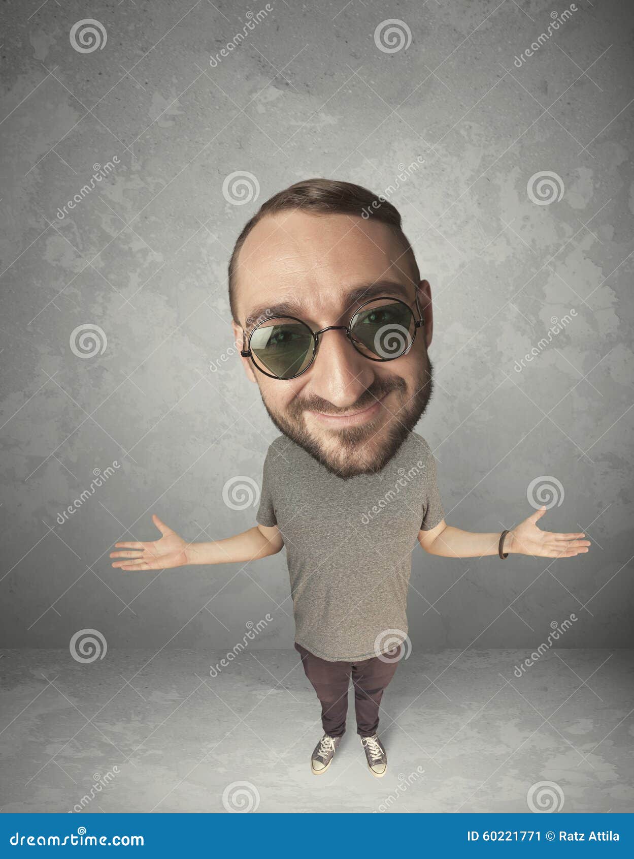 Funny person with big head stock image. Image of concept - 60221771