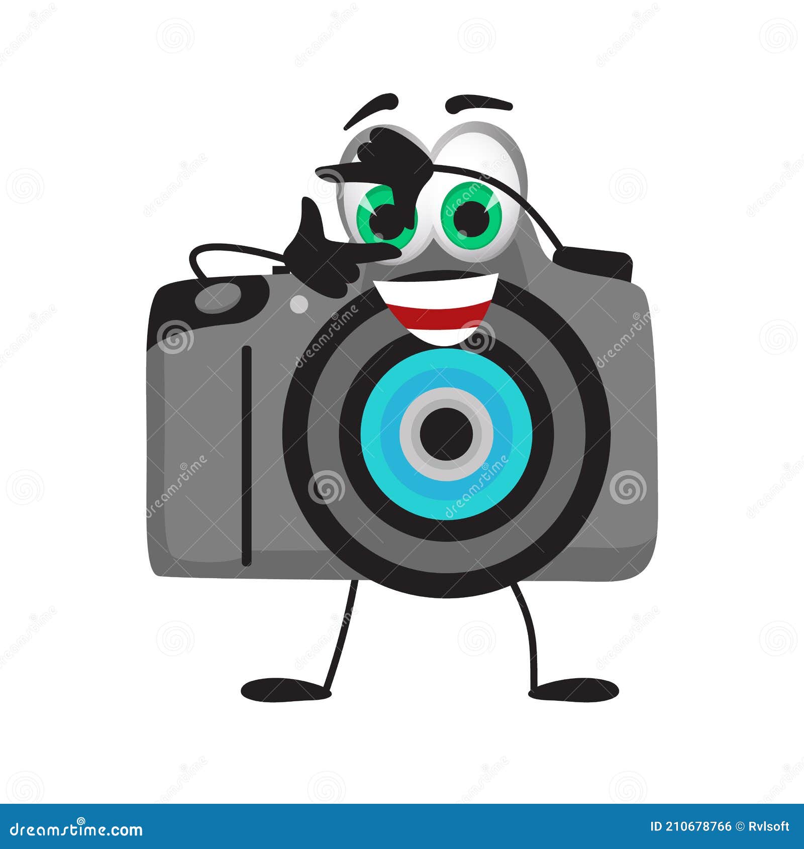 Funny Photo Camera on White Background, Flat Design Vector Illustration ...