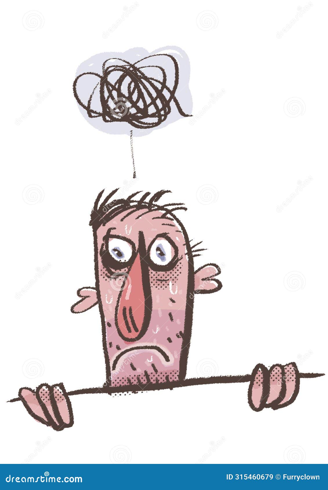A Frightened Man Hides Under The Table Illustration Stock Illustration Illustration Of