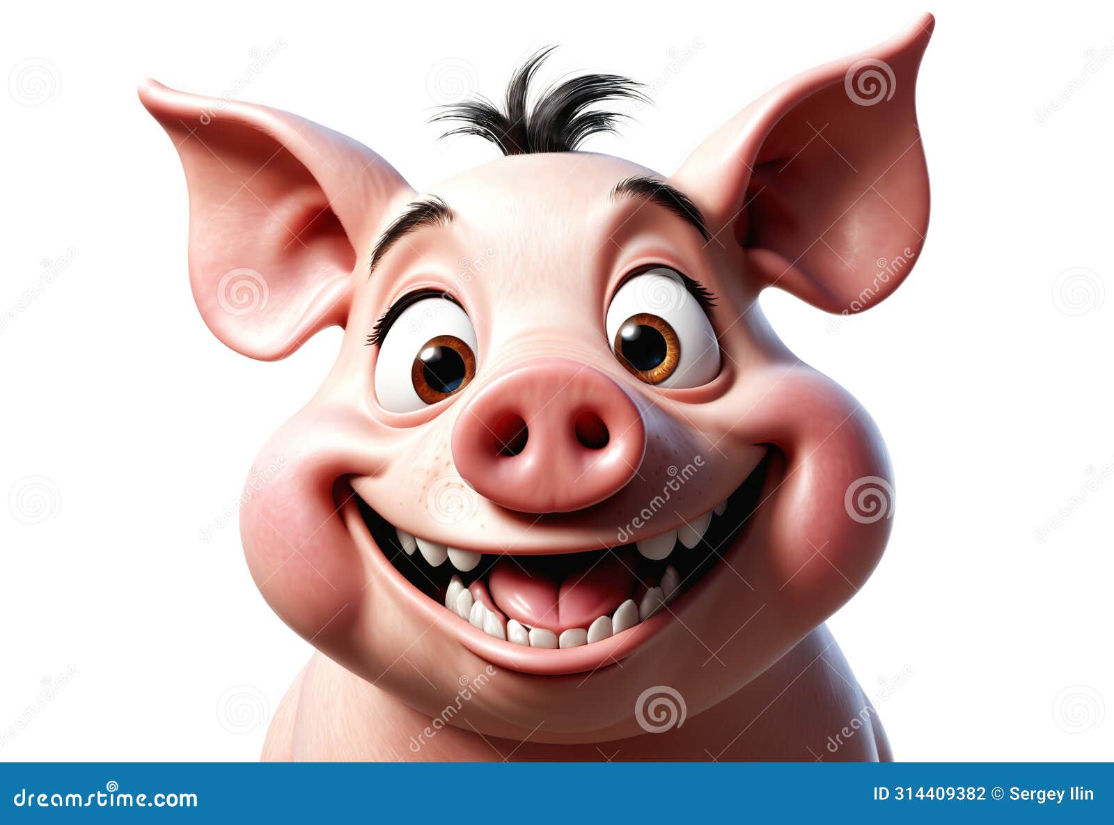 Funny Pig with a Big Smile. Generative AI Stock Illustration ...