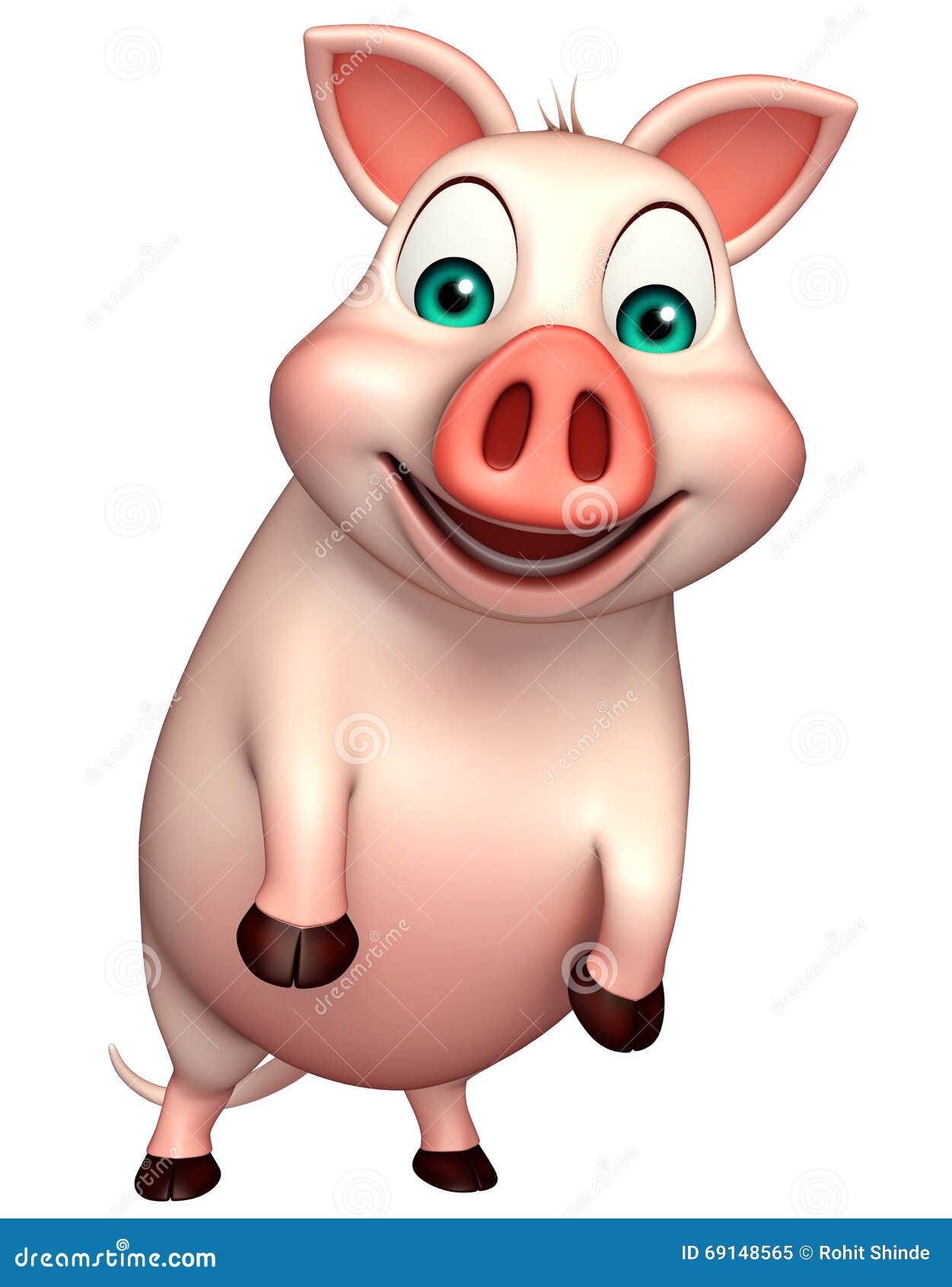 Funny Pig Cartoon Character Stock Illustration - Illustration of park ...
