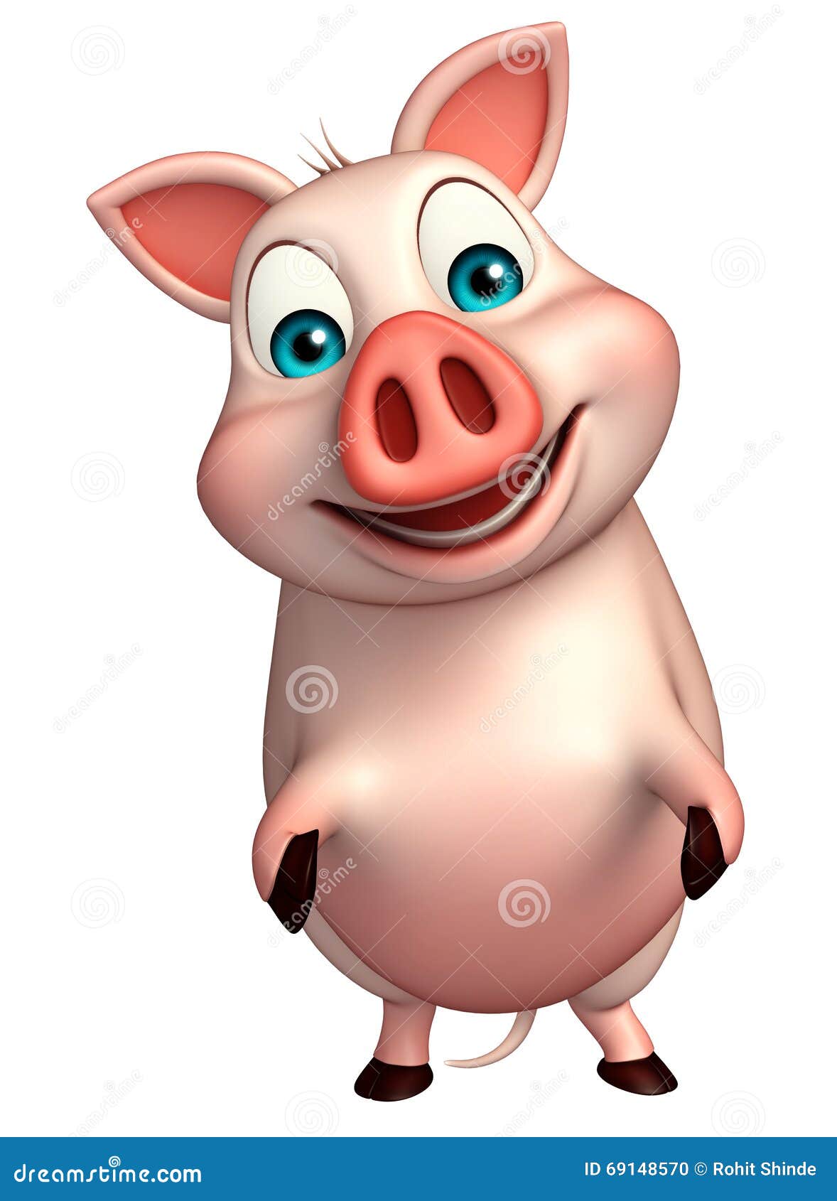 Funny Pig Cartoon Character Stock Illustration - Illustration of smile ...