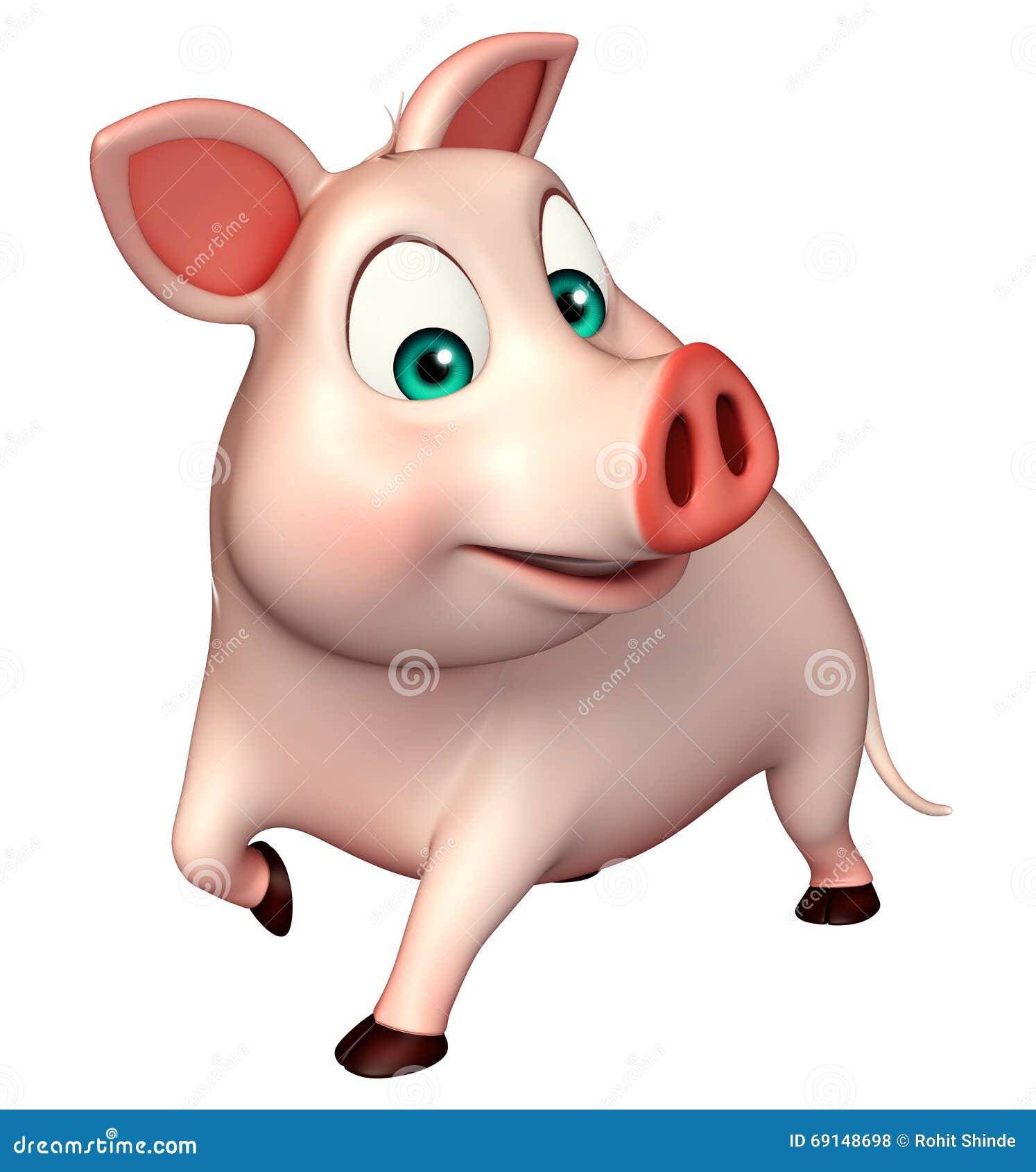 Funny Pig Cartoon Character Stock Illustration - Illustration of flesh ...