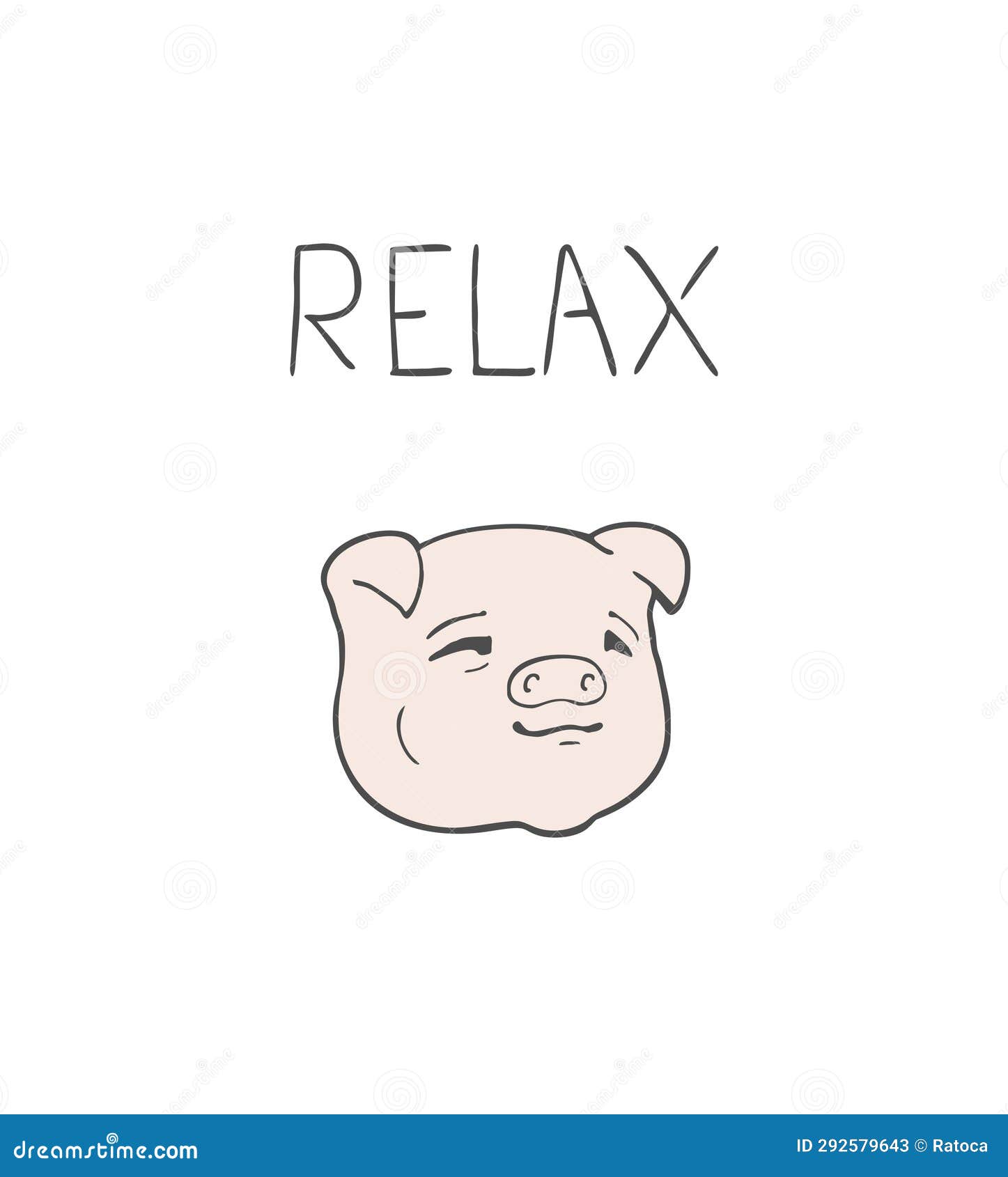 Funny Pig Face and Relax Message Stock Vector - Illustration of piggy ...