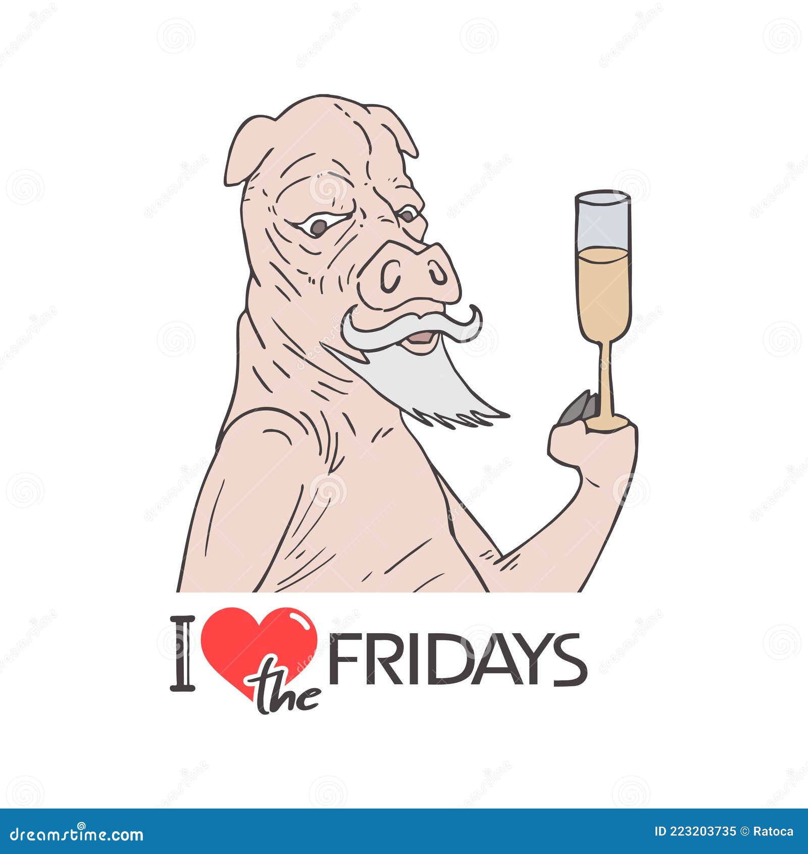 Funny Pig and I Love the Fridays Message Stock Vector - Illustration of ...