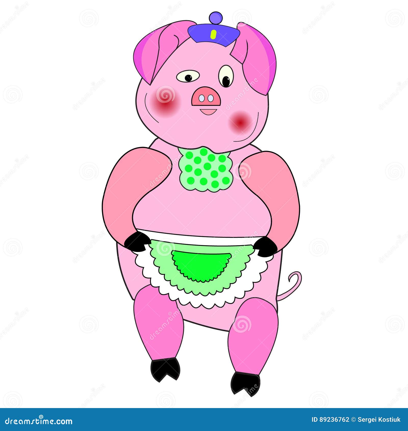 Pig character cartoon cute stock vector. Illustration of beautiful ...