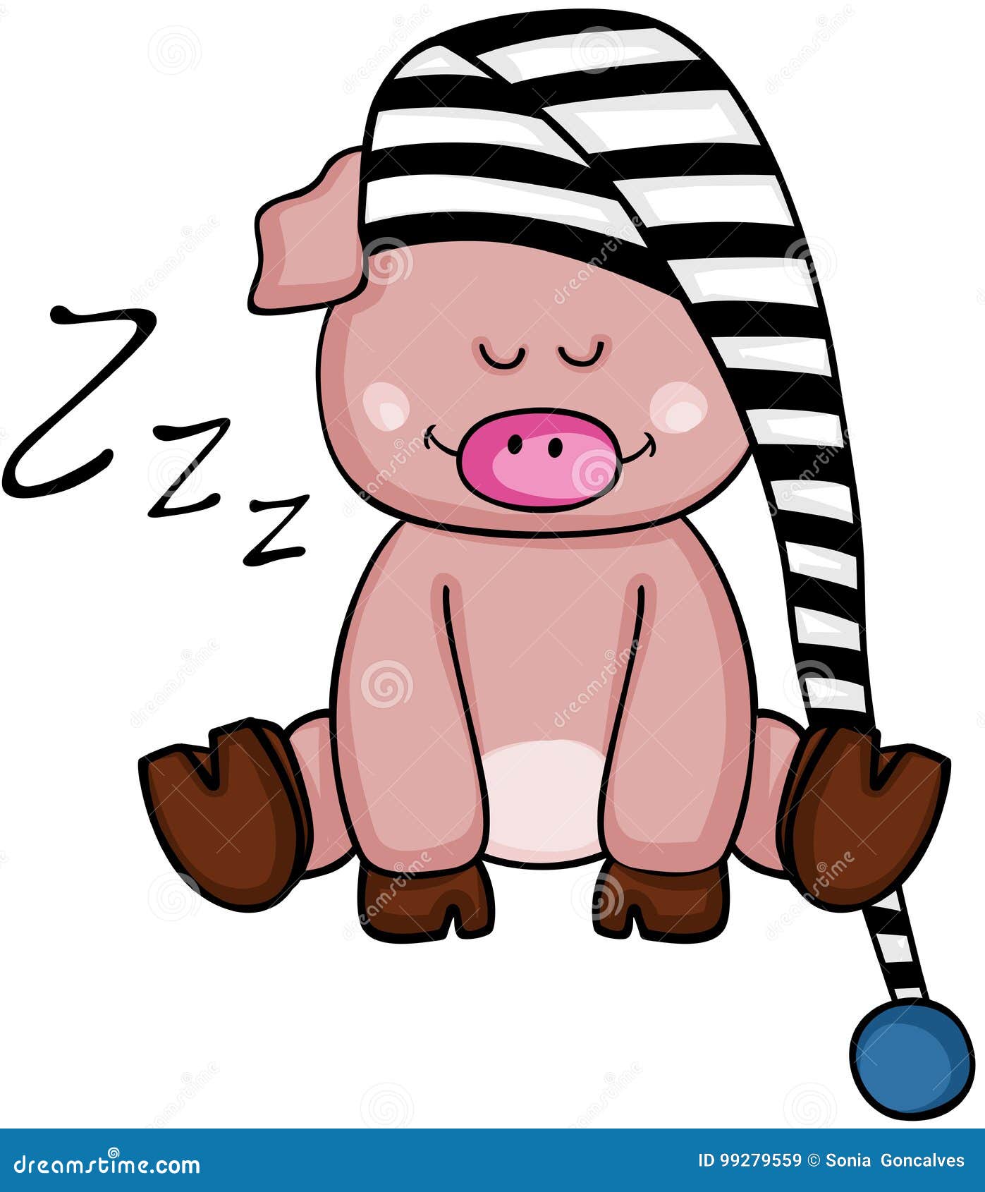 Funny pig sleeping stock vector. Illustration of clip - 99279559