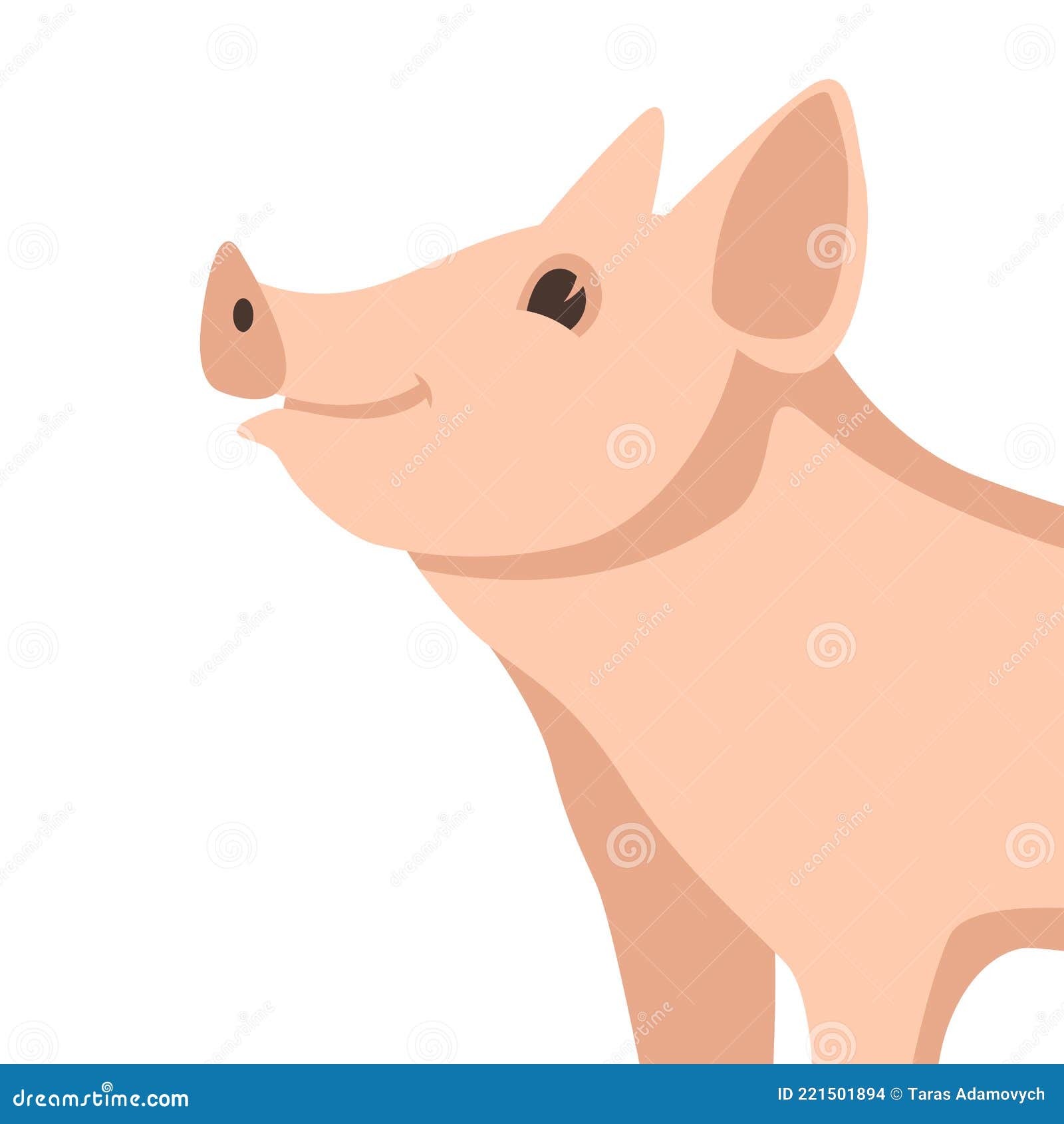 Funny Pig, Vector Illustration, Flat Style, Side Stock Vector ...