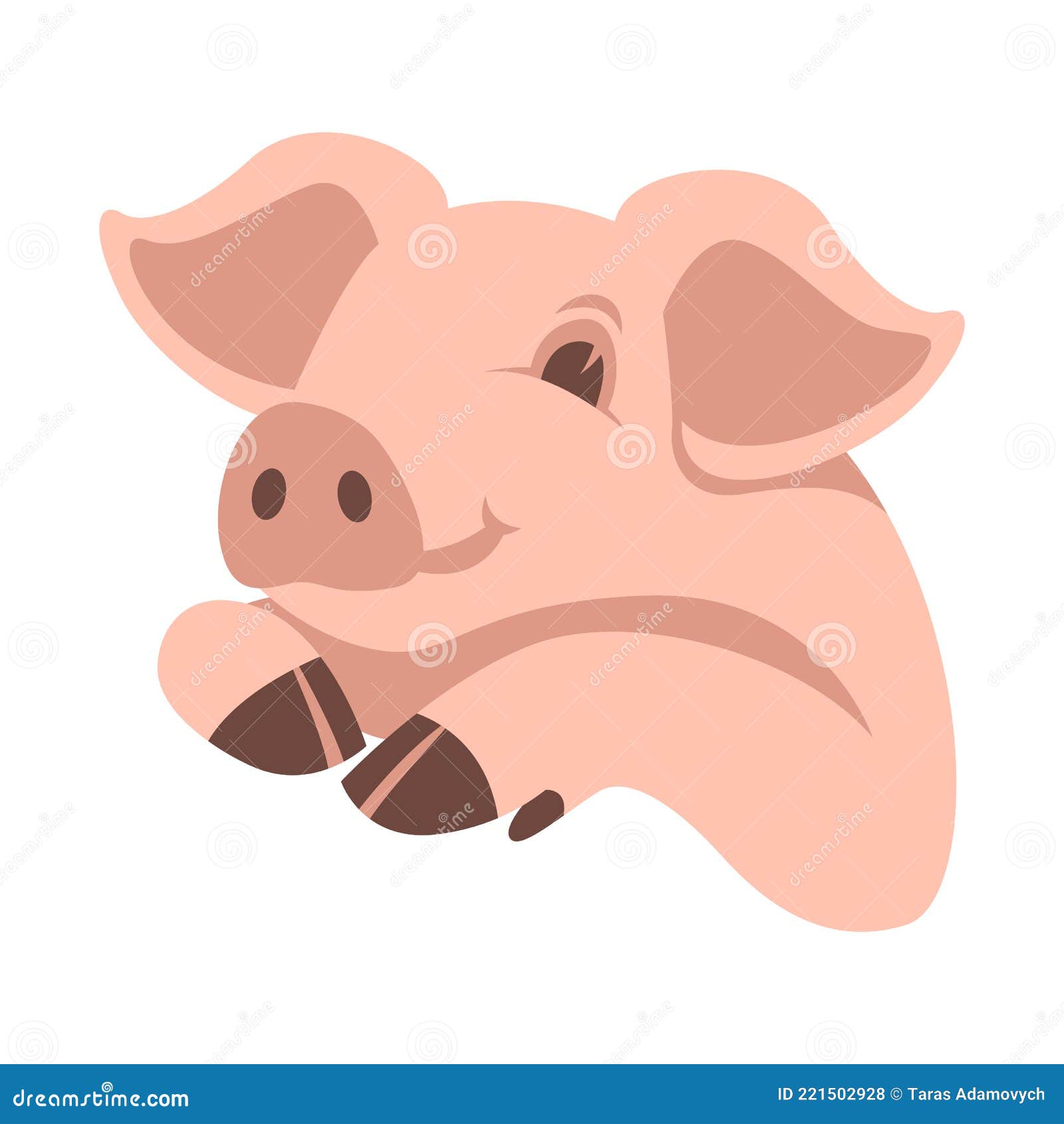 Funny Pig, Vector Illustration, Flat Style, Side Stock Vector ...