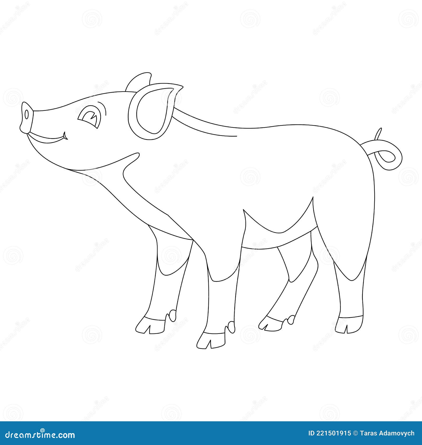 Funny Pig, Vector Illustration, Lining Draw, Side Stock Vector ...