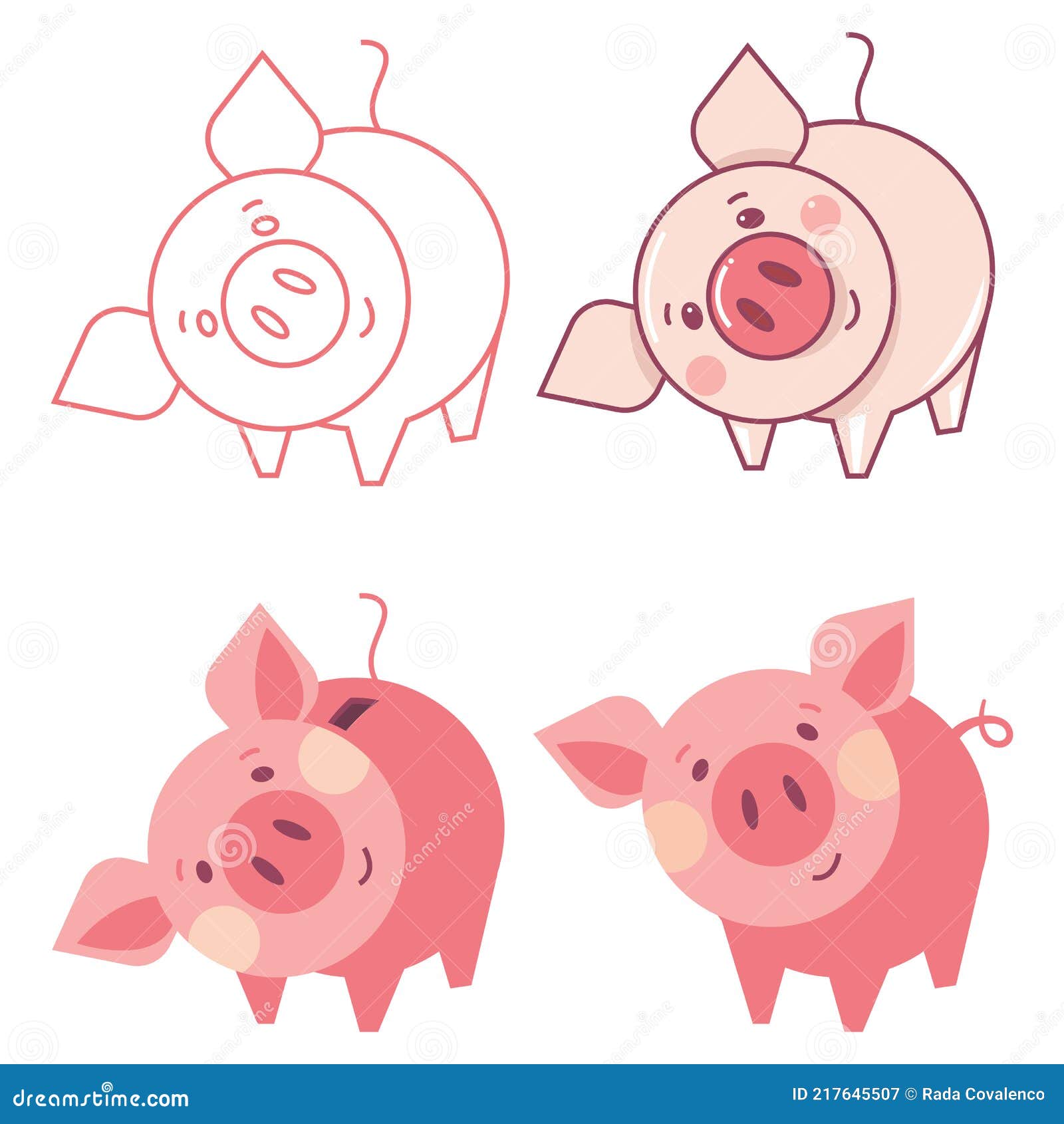 Funny Piggy, Vector Cartoon Illustration. Vector E | CartoonDealer.com ...