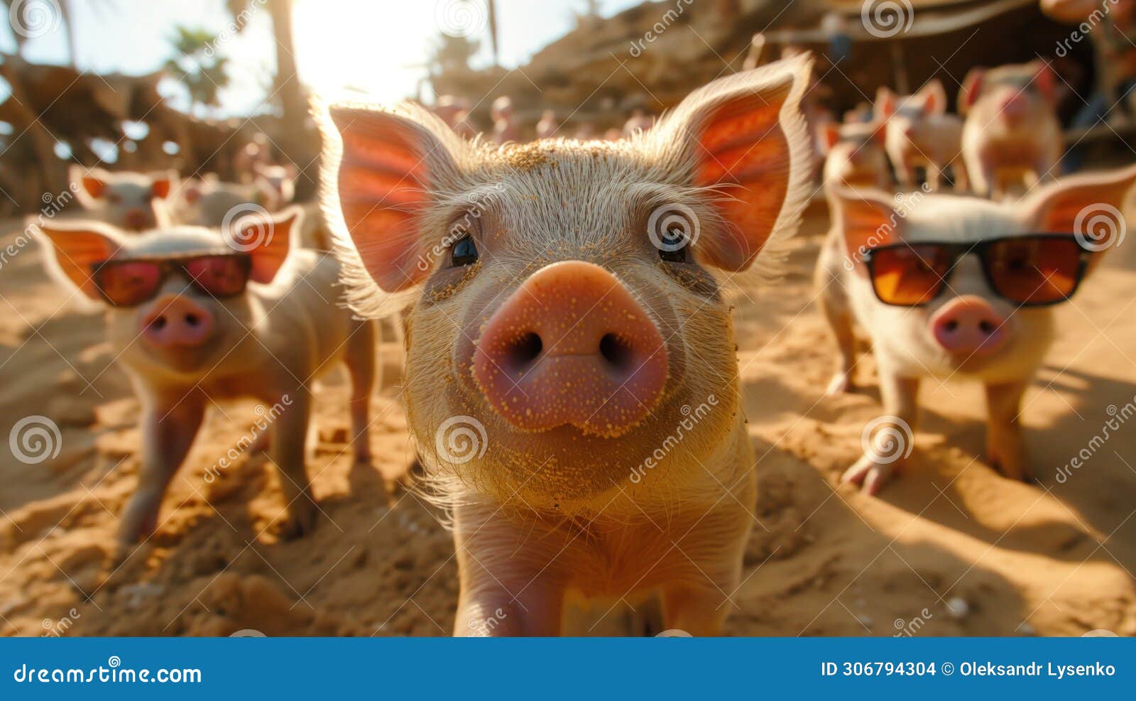 A Lot Of Funny Piglets On A Pink Background Cartoon Vector ...
