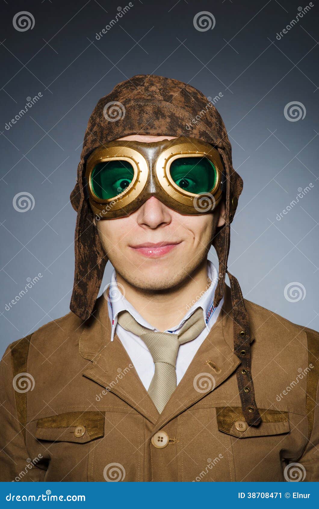 Funny pilot with goggles stock image. Image of airplane - 38708471