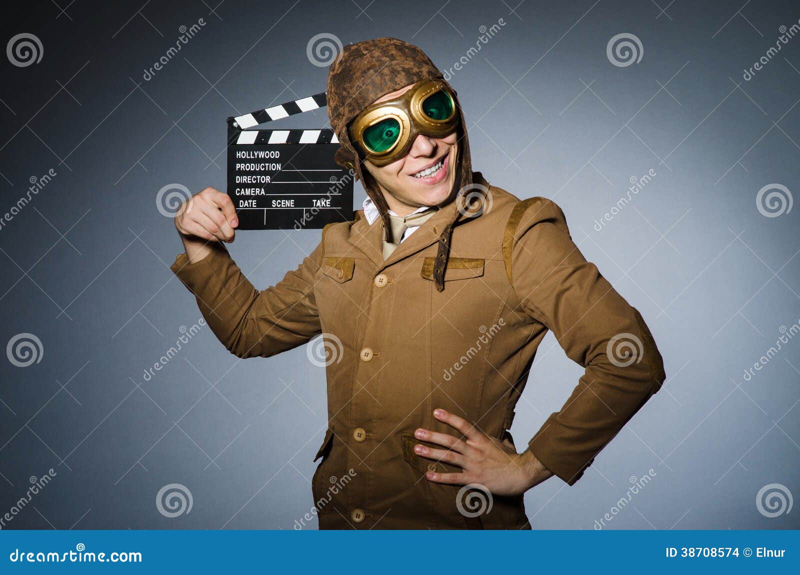 Funny pilot with goggles stock photo. Image of army, footage - 38708574