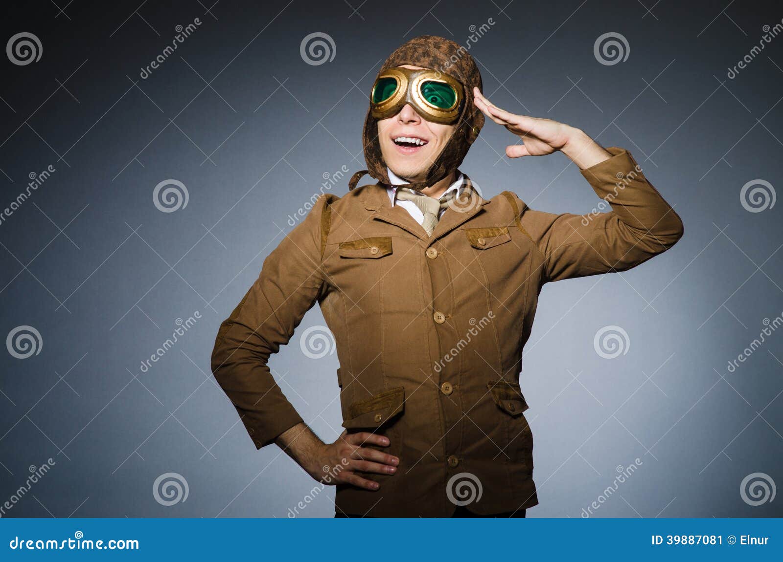 Funny pilot with goggles stock image. Image of expression - 39887081