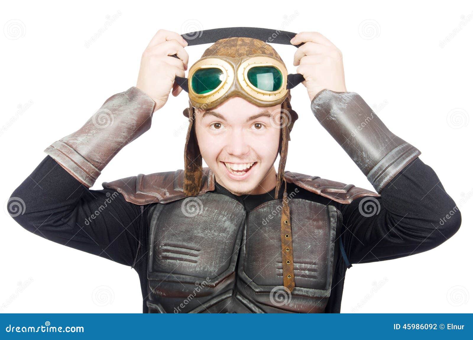 Funny Pilot with Goggles Isolated Stock Photo - Image of funny, pilot ...