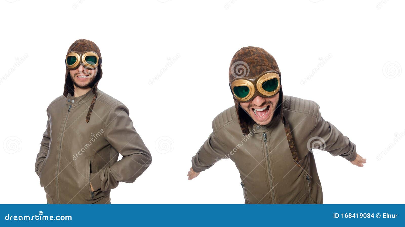 Funny Pilot Isolated on the White Stock Photo - Image of aeronautical ...