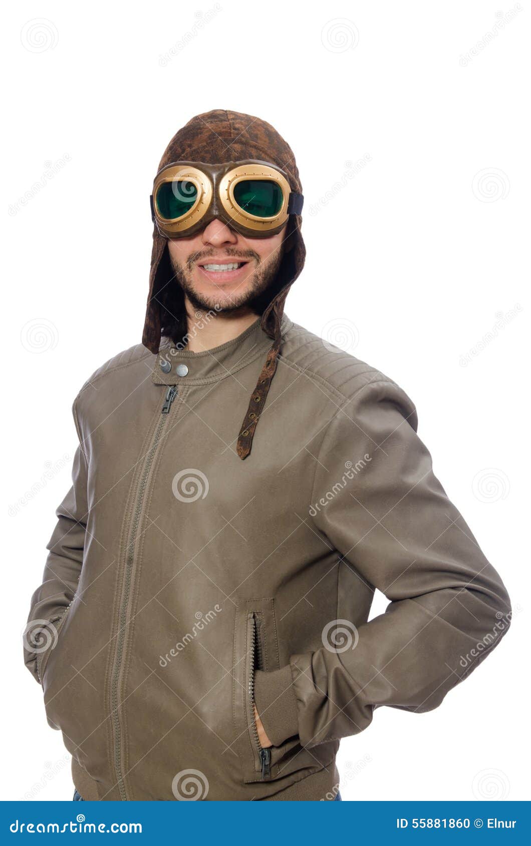 Funny Pilot Isolated on the White Stock Photo - Image of aviation ...