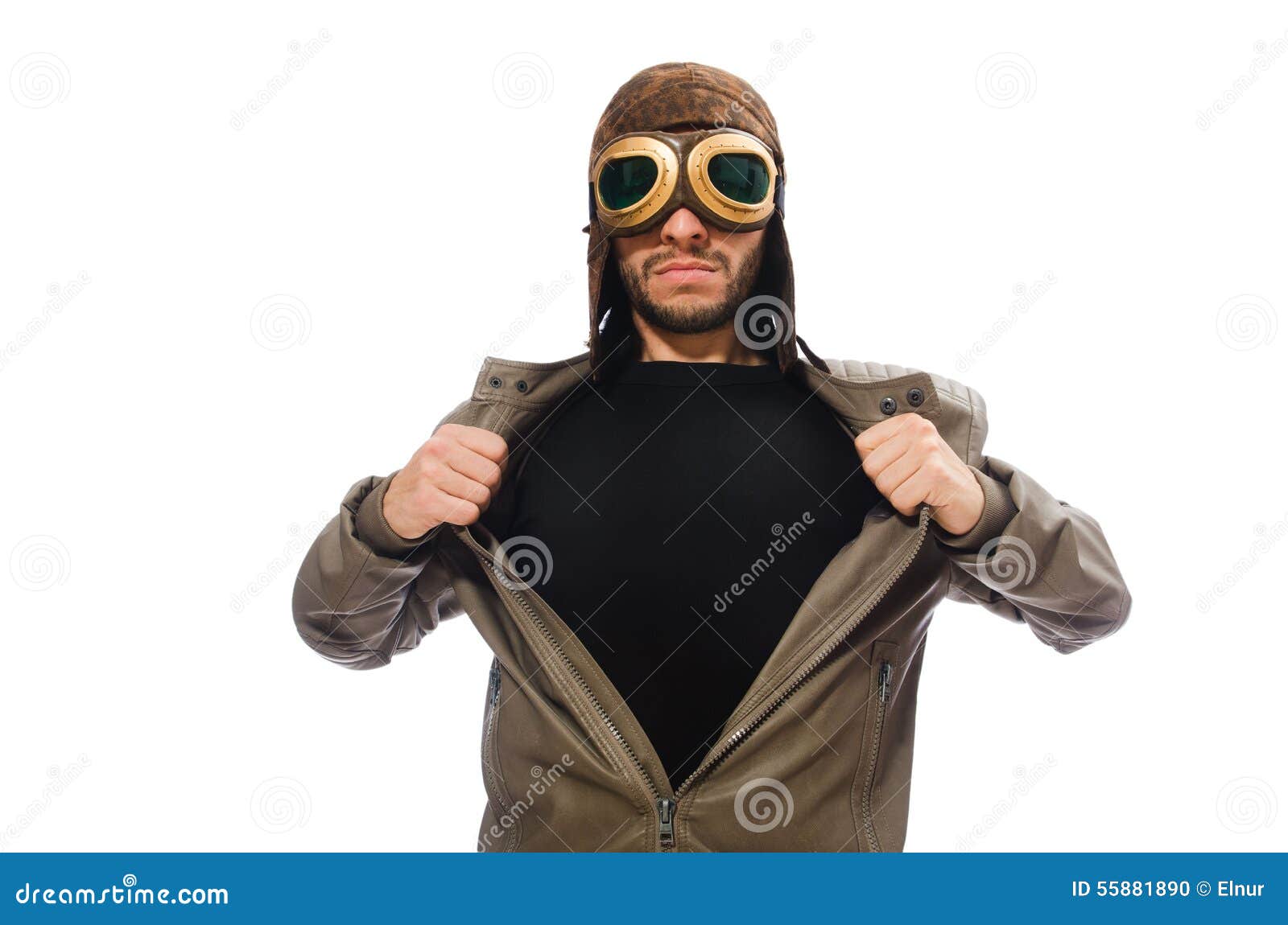 Funny Pilot Isolated on the White Stock Photo - Image of goggles, pilot ...