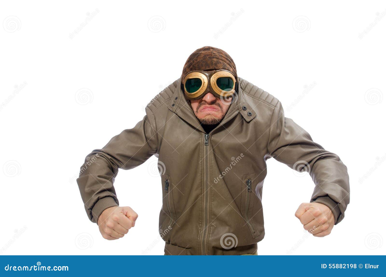 Funny Pilot Isolated on the White Stock Photo - Image of looking, pilot ...