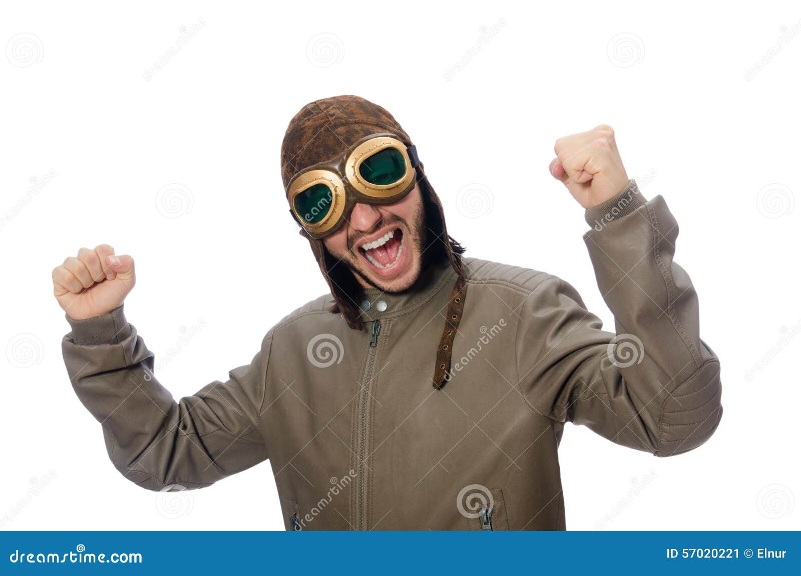 Funny Pilot Isolated on White Stock Image - Image of classic, male ...