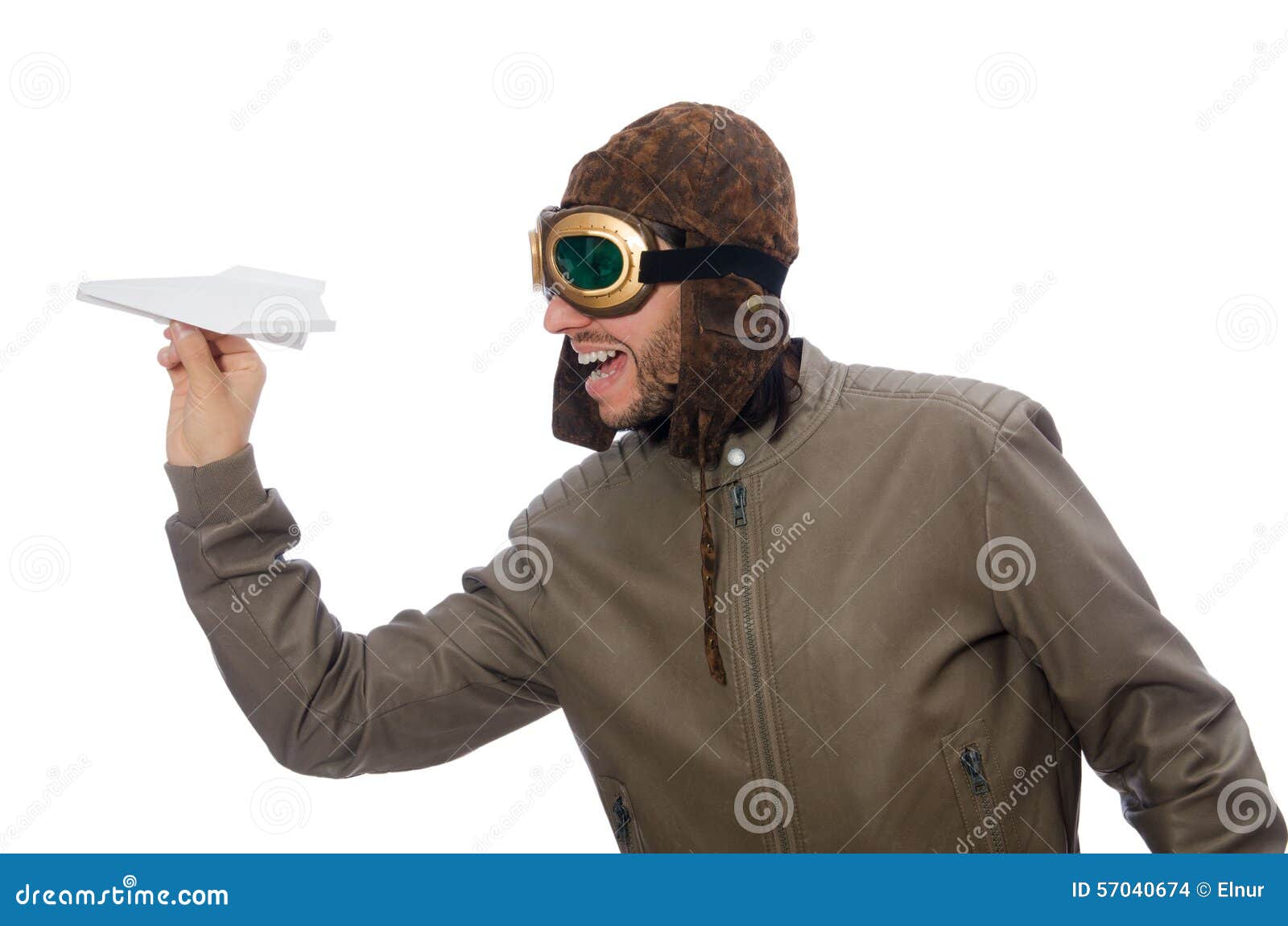 Funny Pilot Isolated on White Stock Photo - Image of paper, classic ...