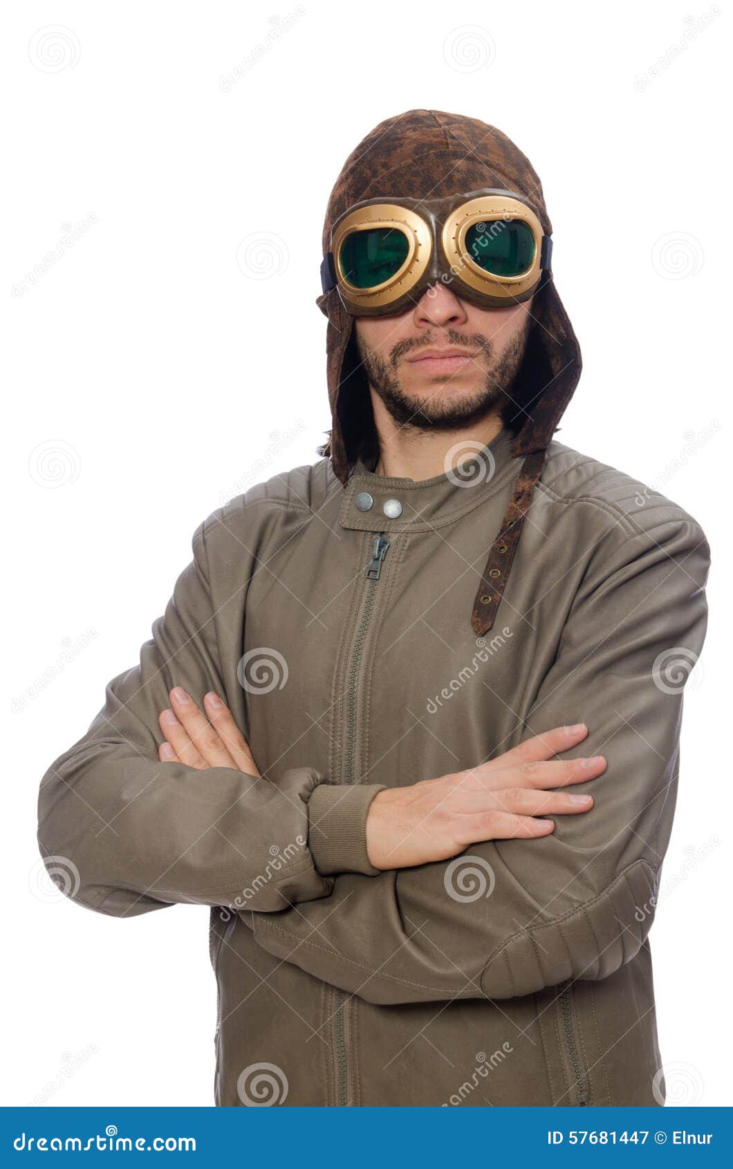 Funny Pilot Isolated on the White Stock Image - Image of helmet ...