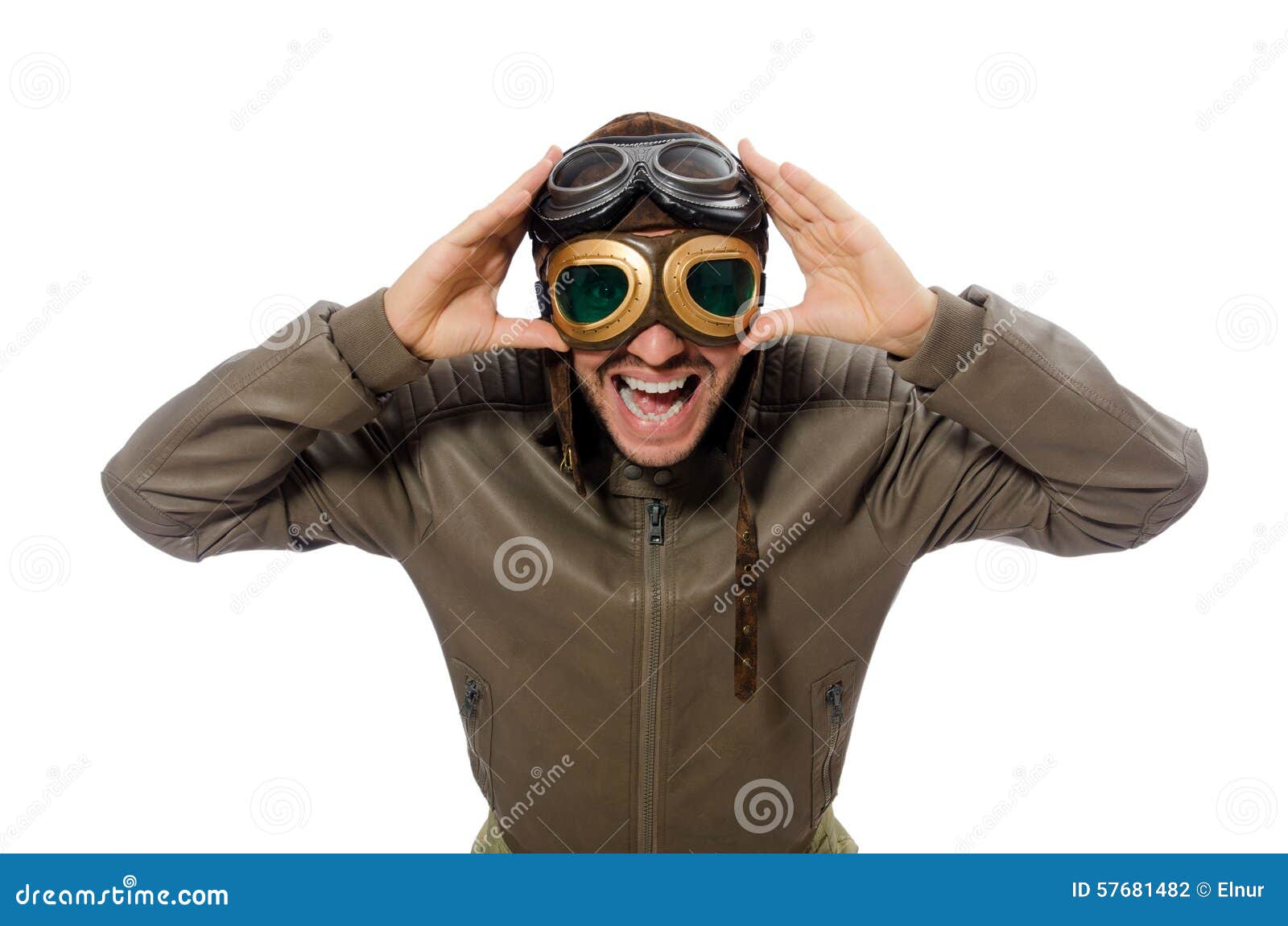 Funny Pilot Isolated on the White Stock Photo - Image of aviation ...