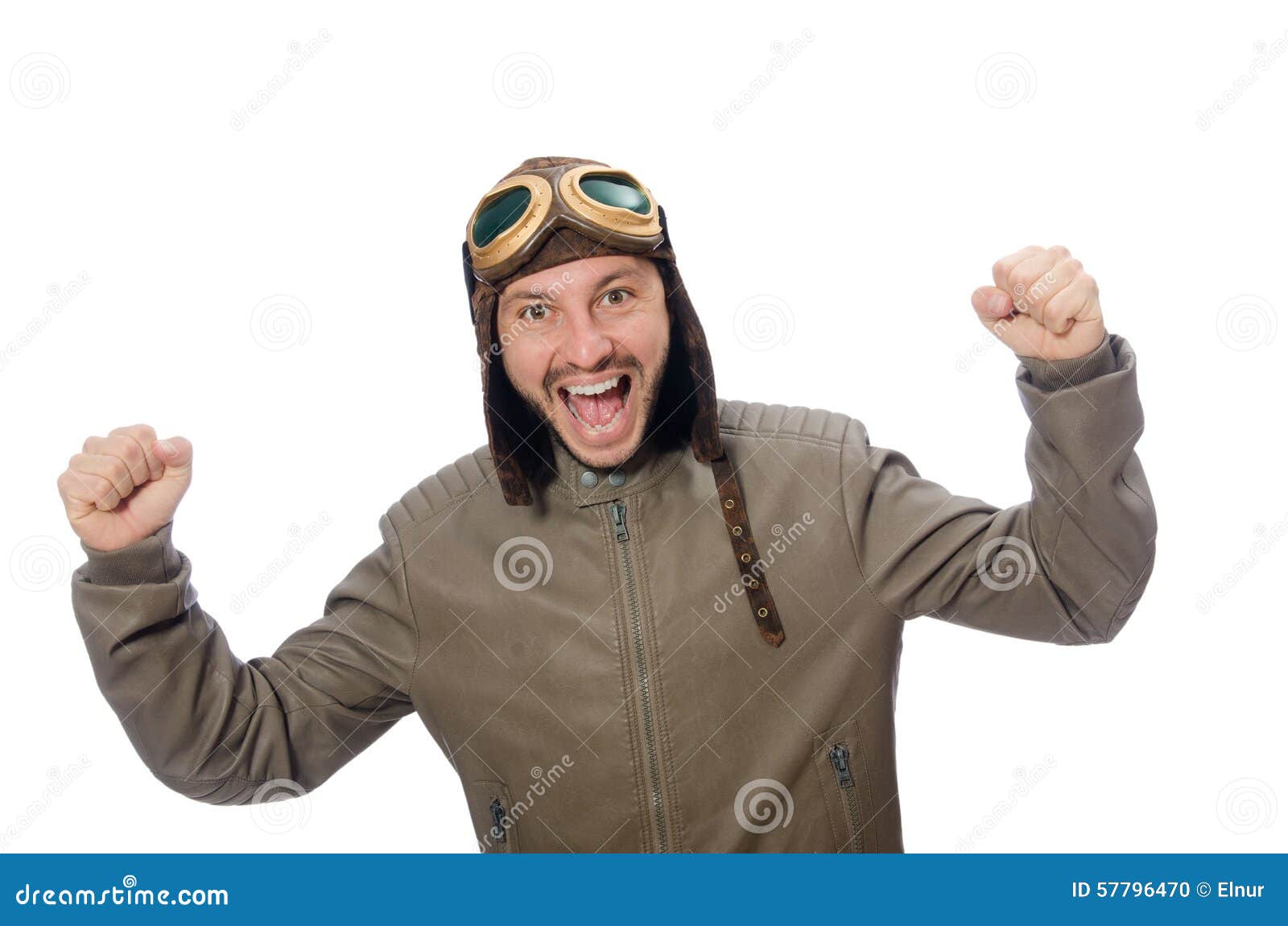 Funny Pilot Isolated on the White Stock Photo - Image of face, piloting ...
