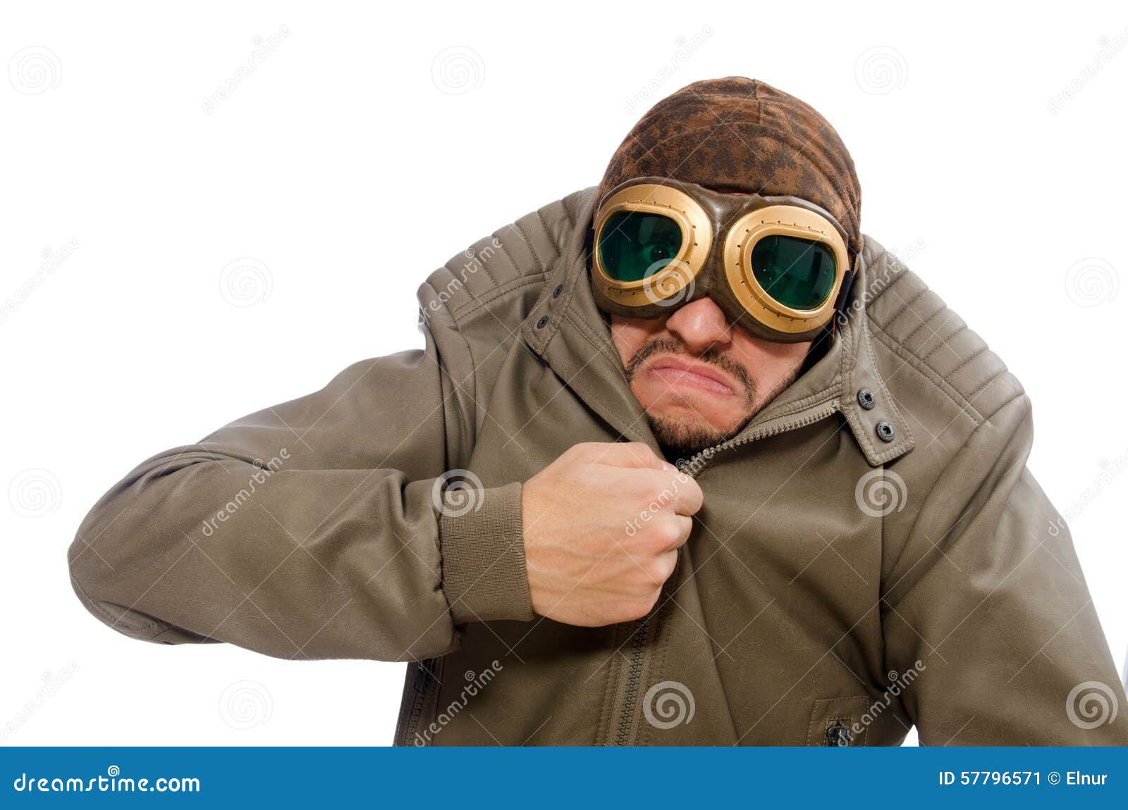 Funny Pilot Isolated on the White Stock Image - Image of goggles, plane ...