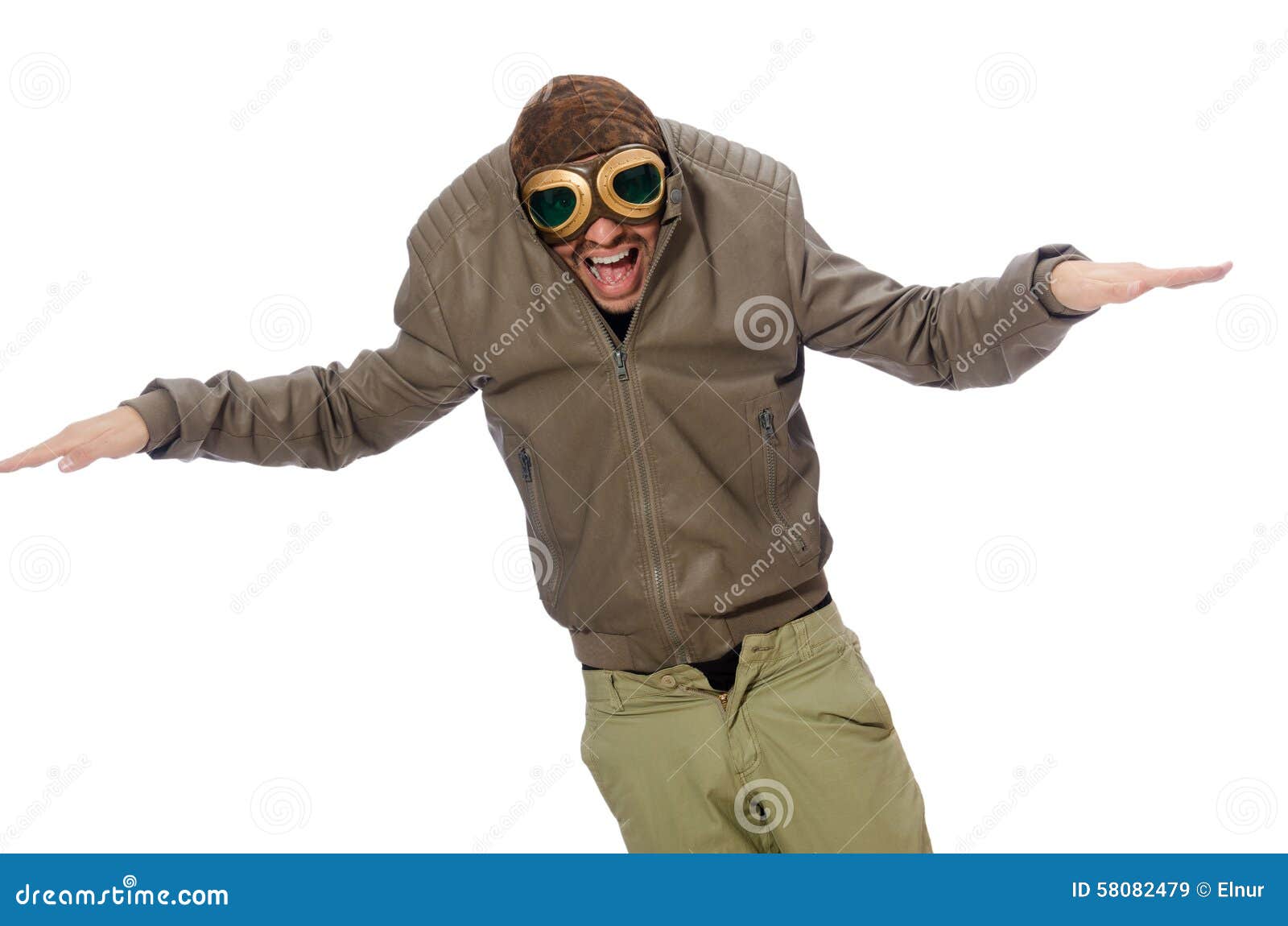 Funny Pilot Isolated on the White Stock Image - Image of helmet, army ...