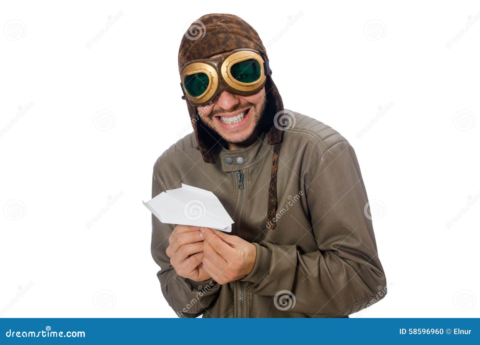 Funny Pilot Isolated on the White Stock Photo - Image of goggles ...
