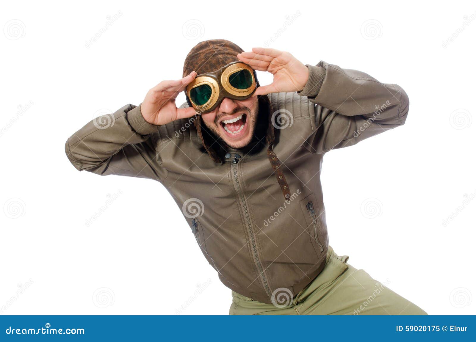 Funny Pilot Isolated on the White Stock Image - Image of helmet ...