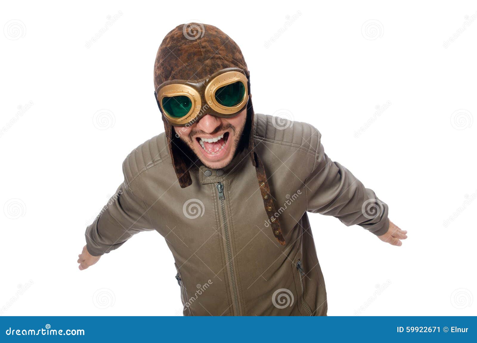 Funny Pilot Isolated on the White Stock Image - Image of leather ...