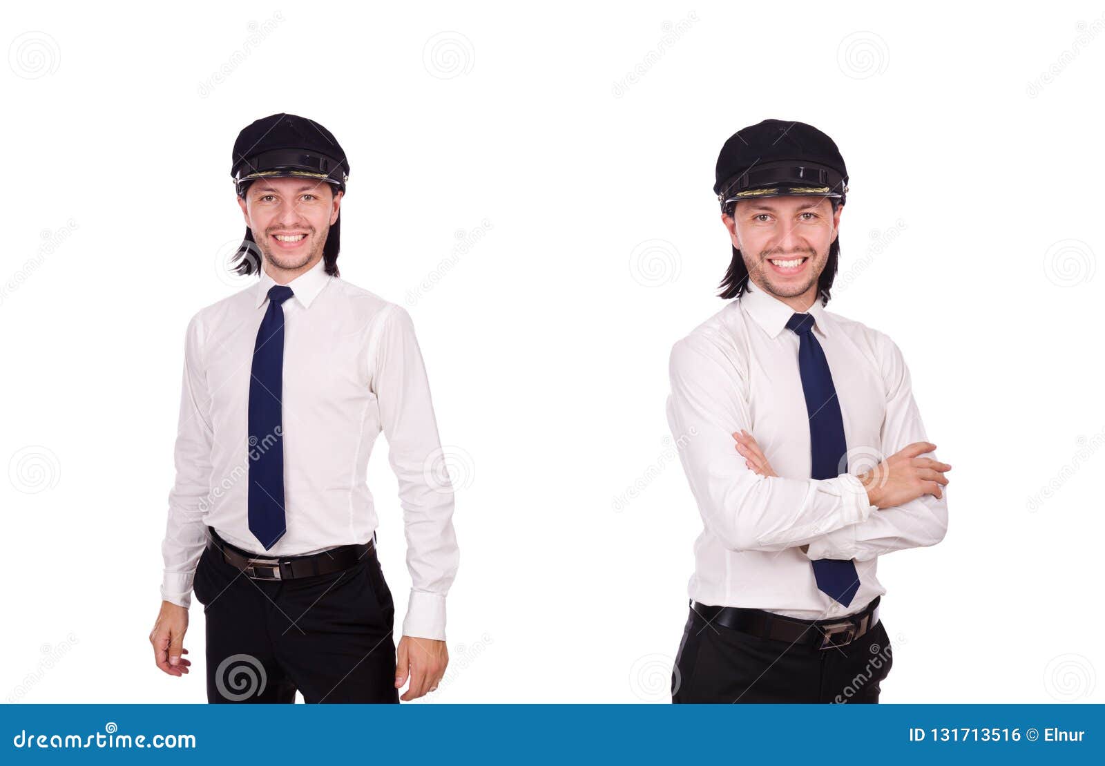 The Funny Pilot Isolated on White Stock Photo - Image of peaked ...