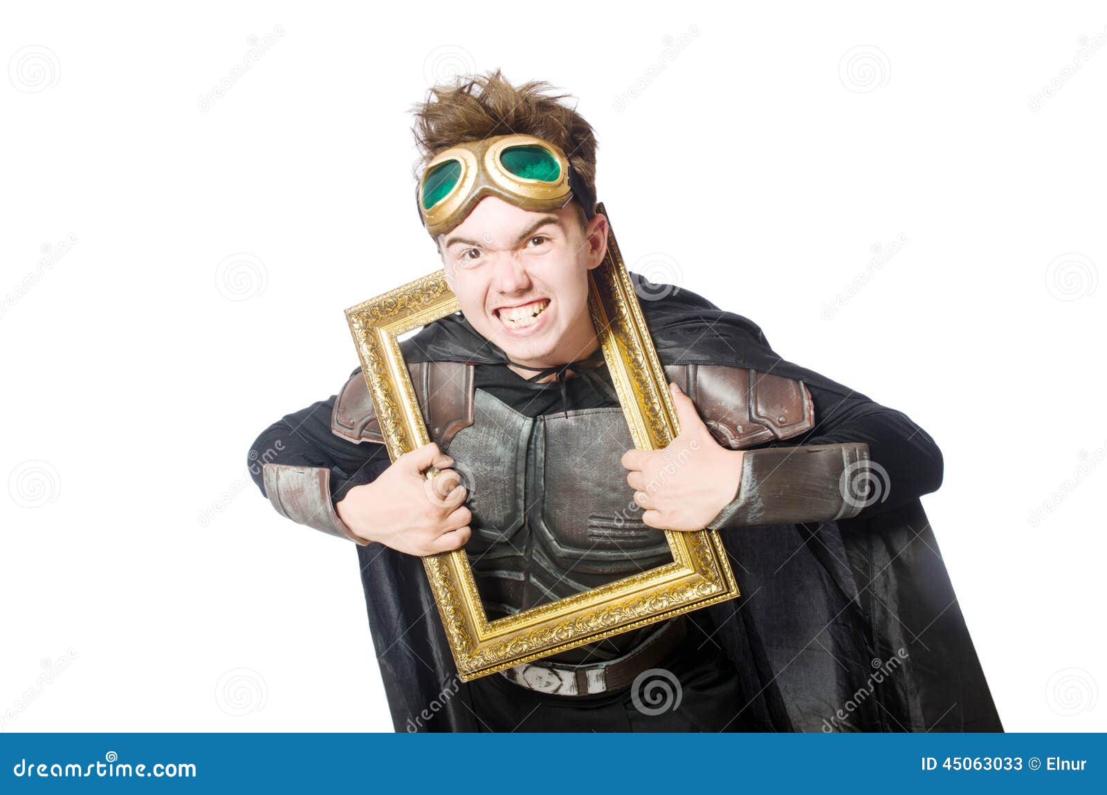 Funny Pilot with Picture Frame Isolated Stock Image - Image of isolated ...