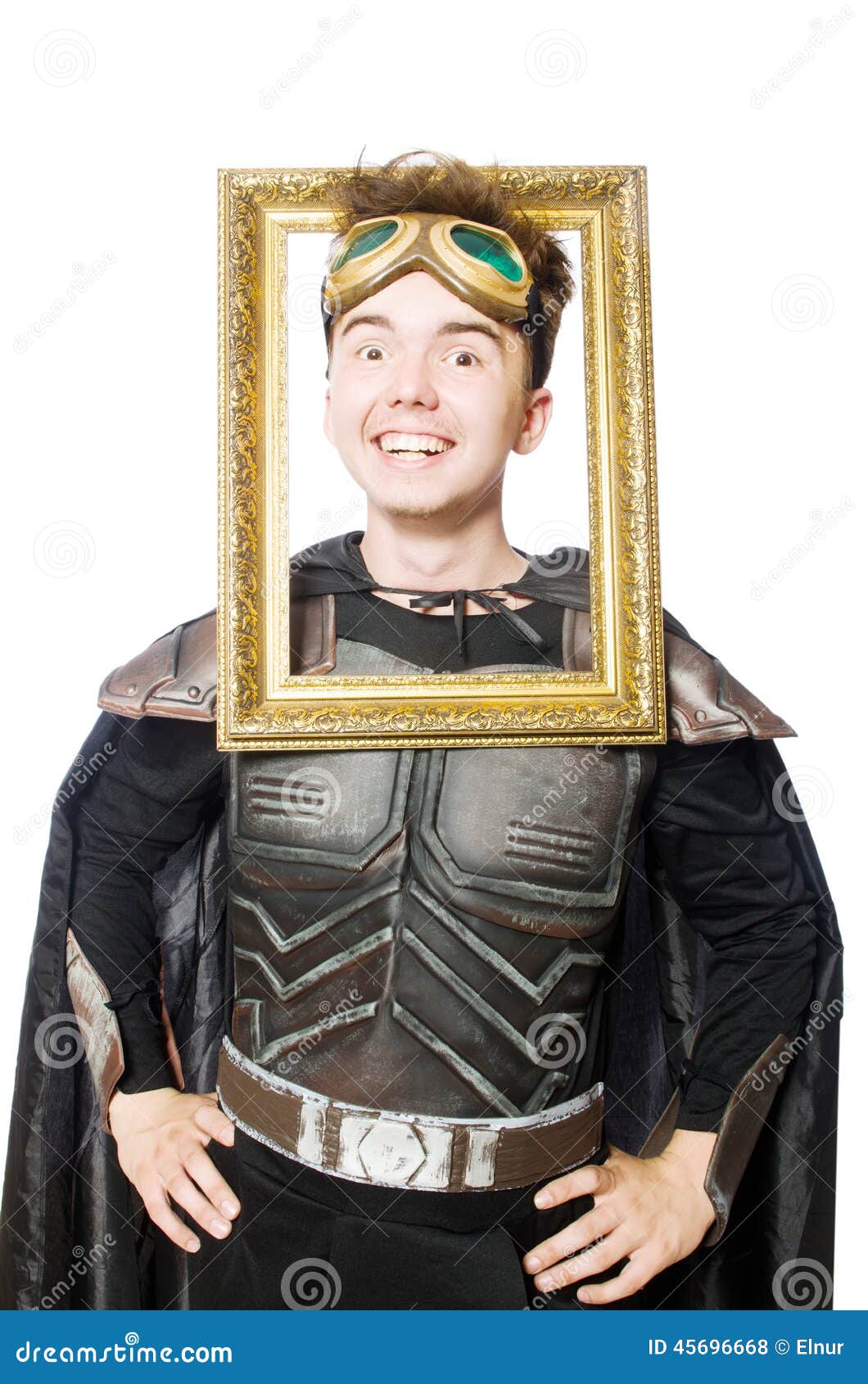 Funny Pilot with Picture Frame Isolated Stock Photo - Image of captain ...