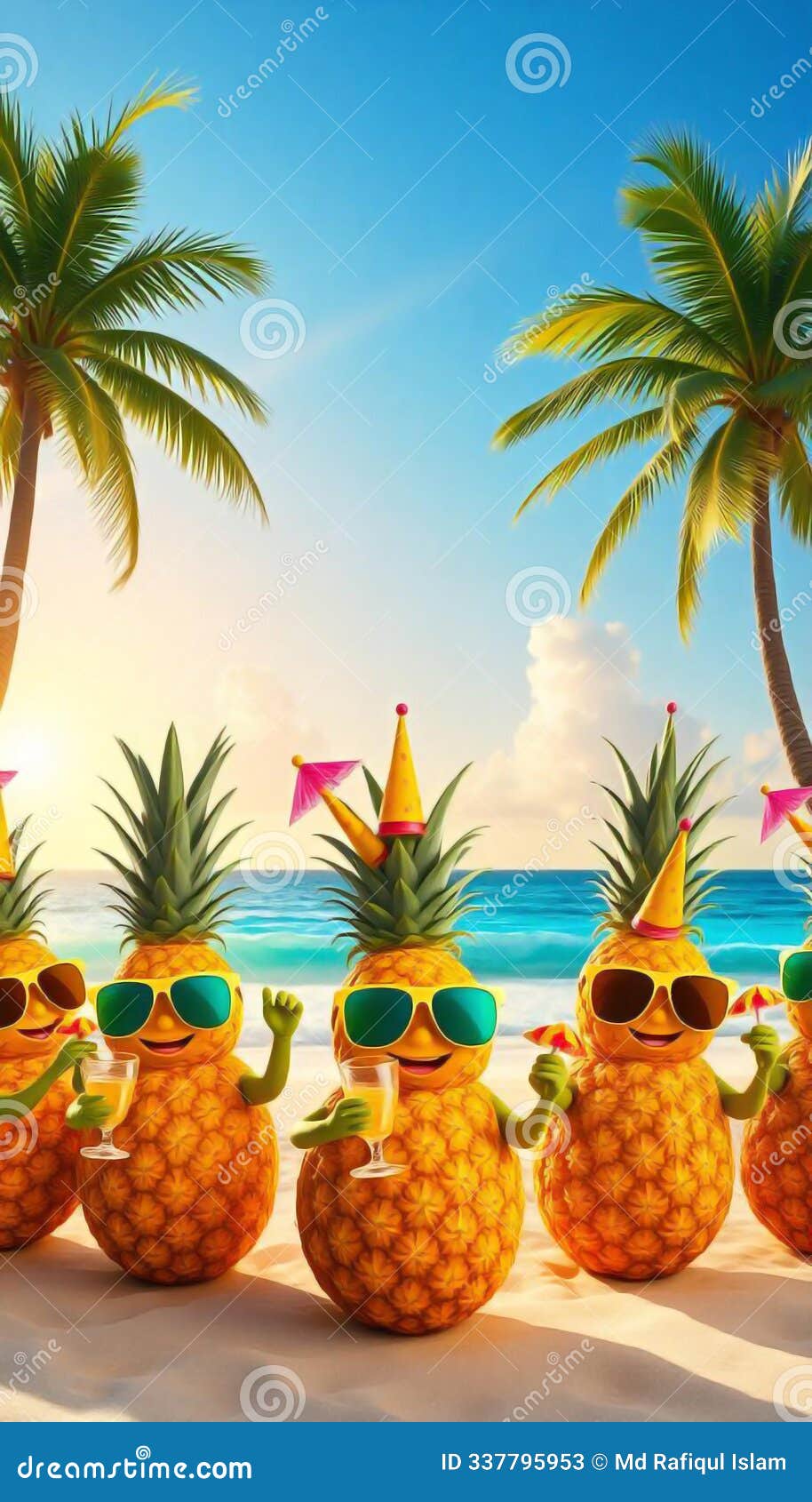 Funny Pine Apple in Sea Beach. Generative AI Stock Image - Image of vacation, plant: 337795953