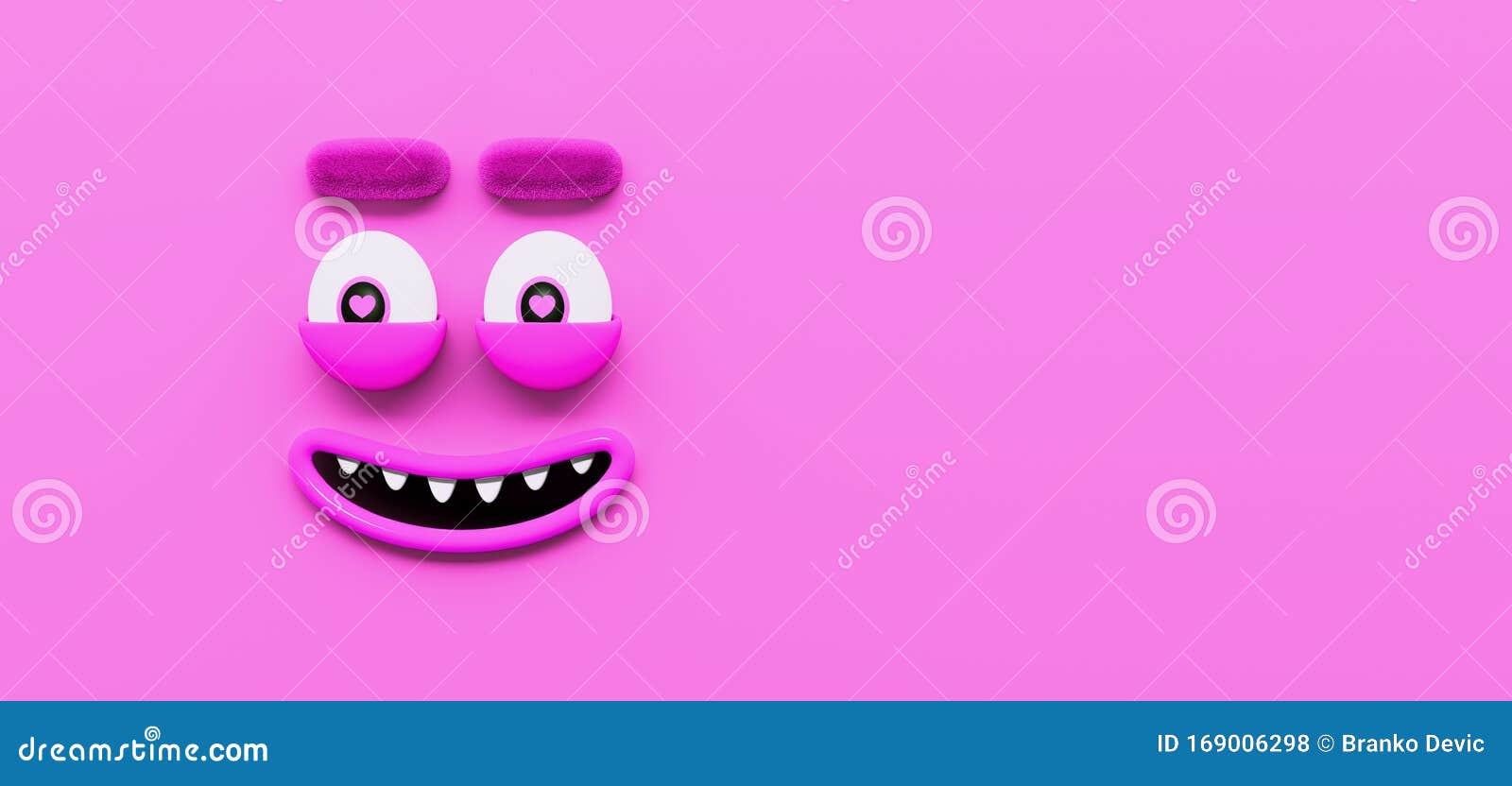 Funny Pink Character in Love Face Expression Background 3d Render Stock ...