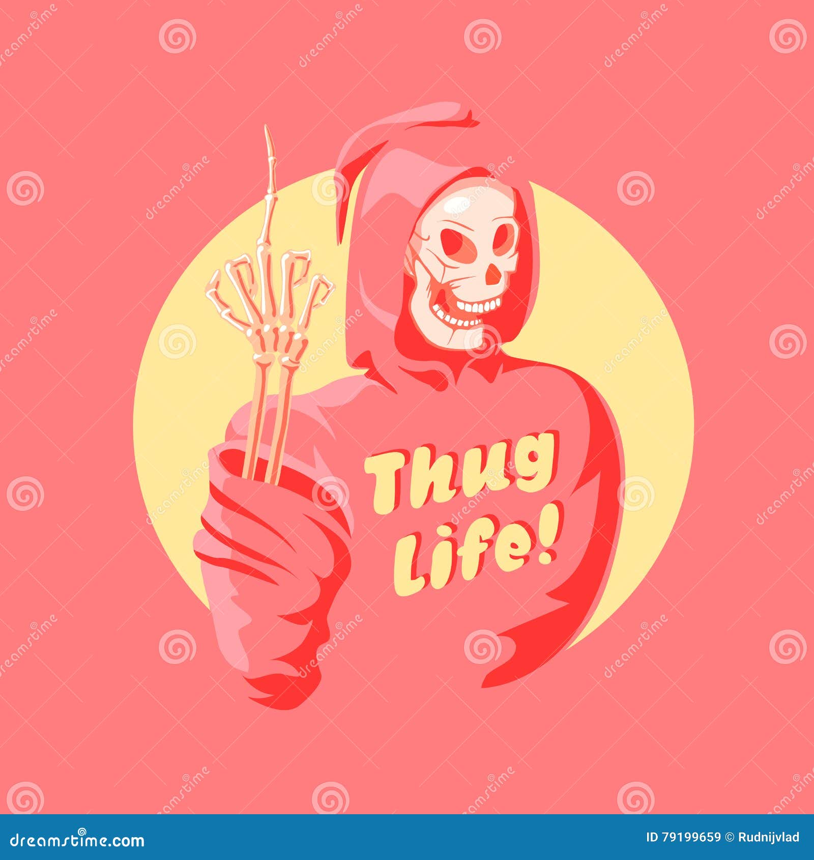 Funny pink death. stock vector. Illustration of dead - 79199659