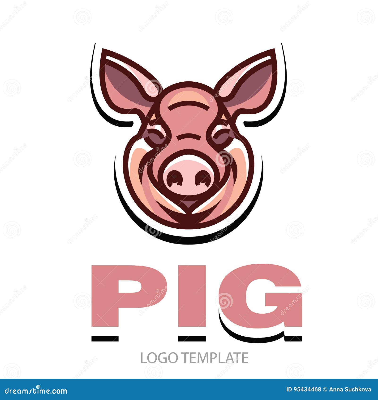 Funny pink pig stock vector. Illustration of oink, outline - 95434468